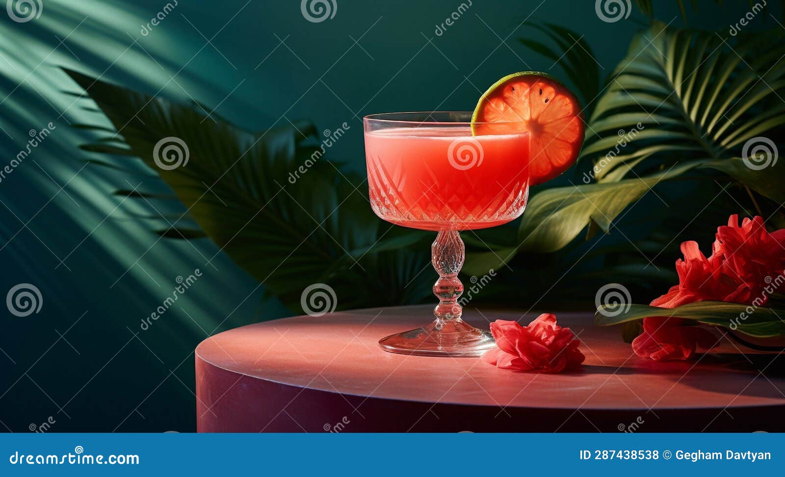 Glass of Coctail on the Abstract Background, Tropical Coctail on the ...