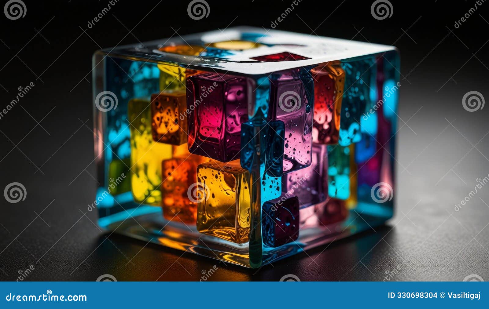 Colorful Glass Cube Art stock illustration. Illustration of plastic ...