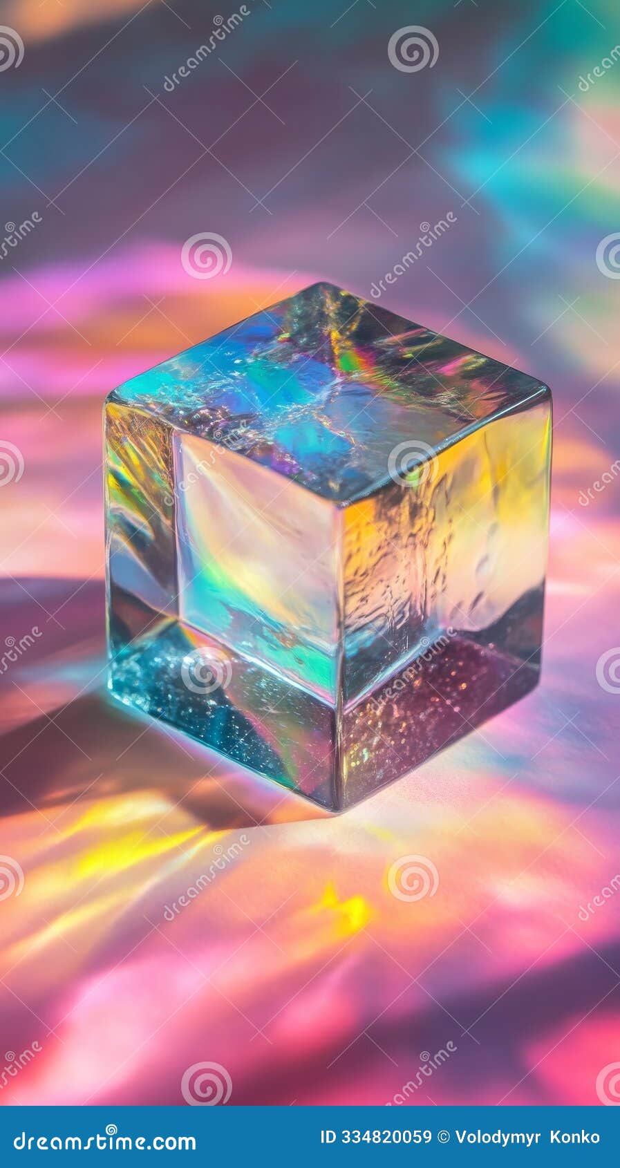 Colorful Glass Cube with Rainbow Light Reflections Stock Image - Image ...