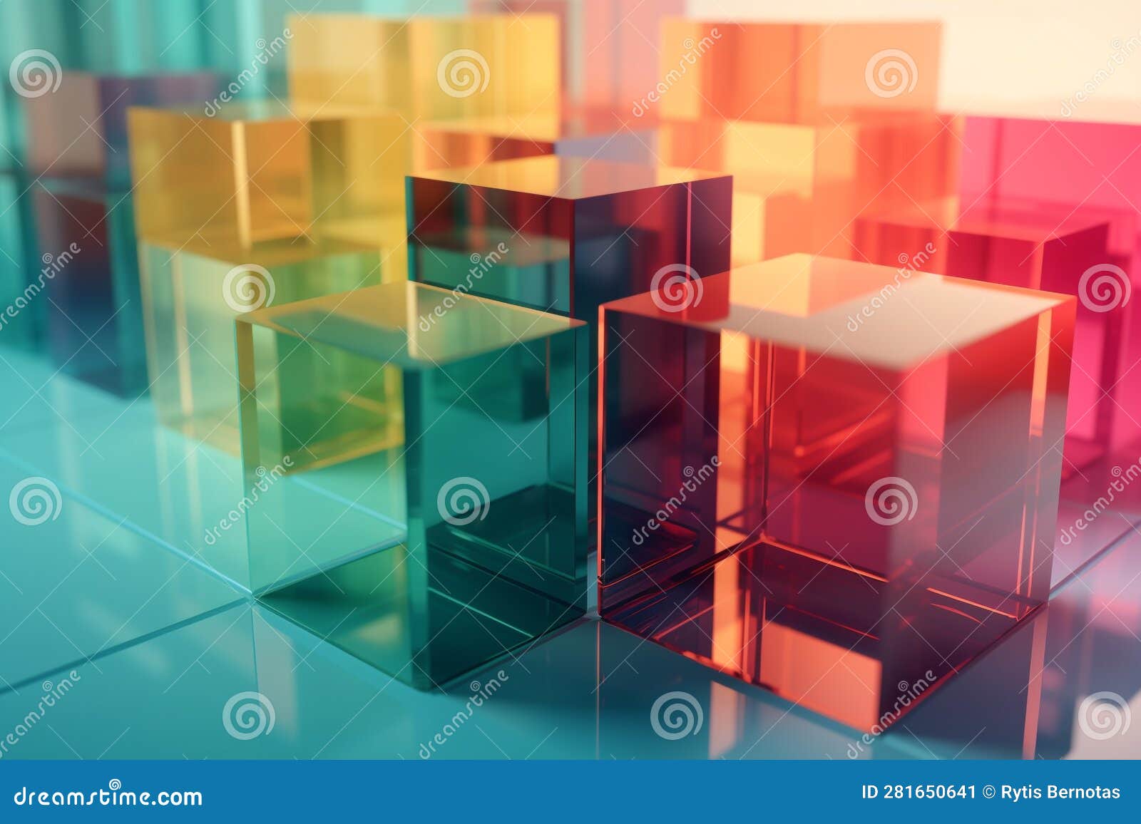 Transparent and Colorful Glass Cubes Illuminated with Light and ...