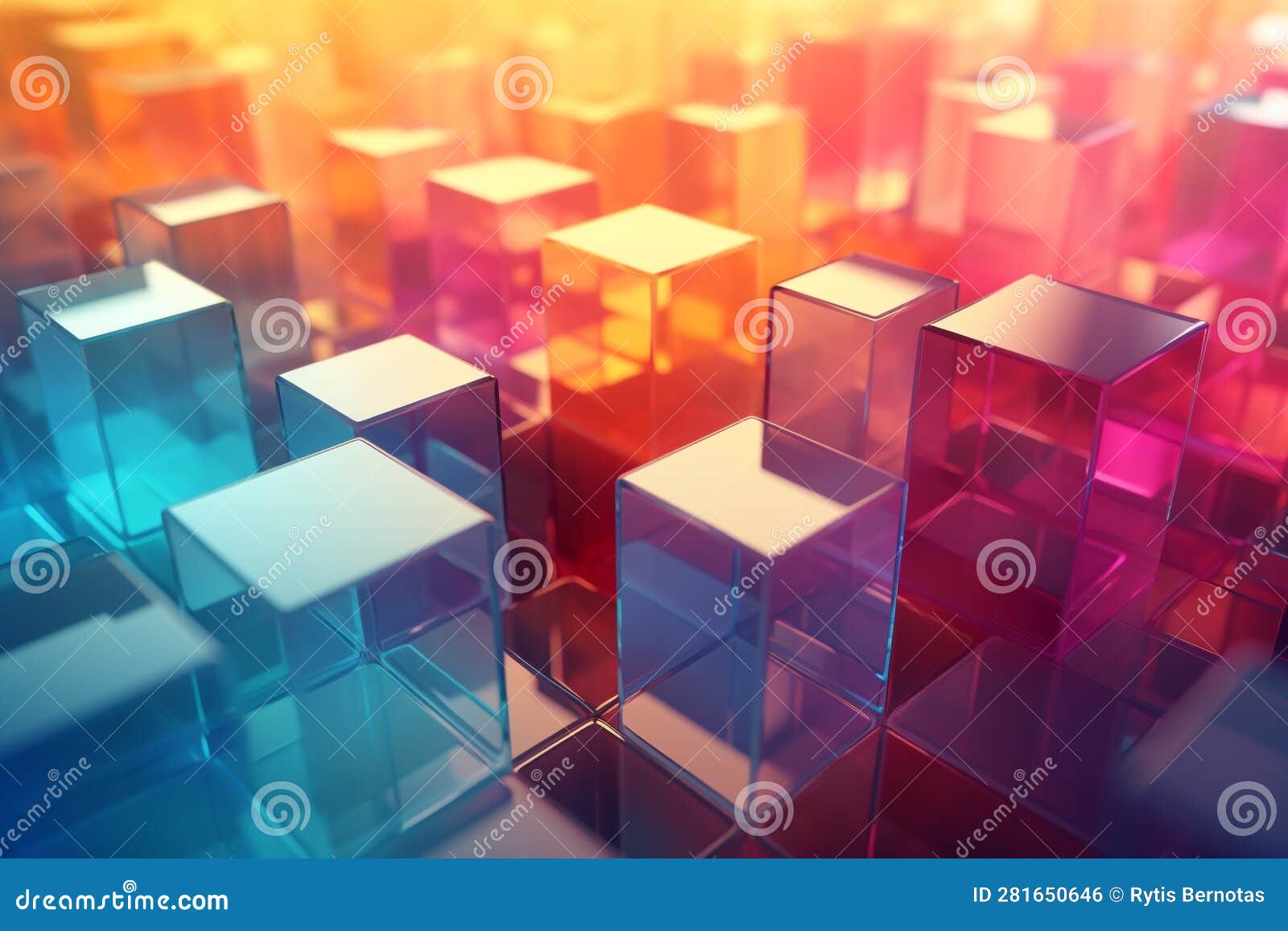 Transparent and Colorful Glass Cubes Illuminated with Light and ...