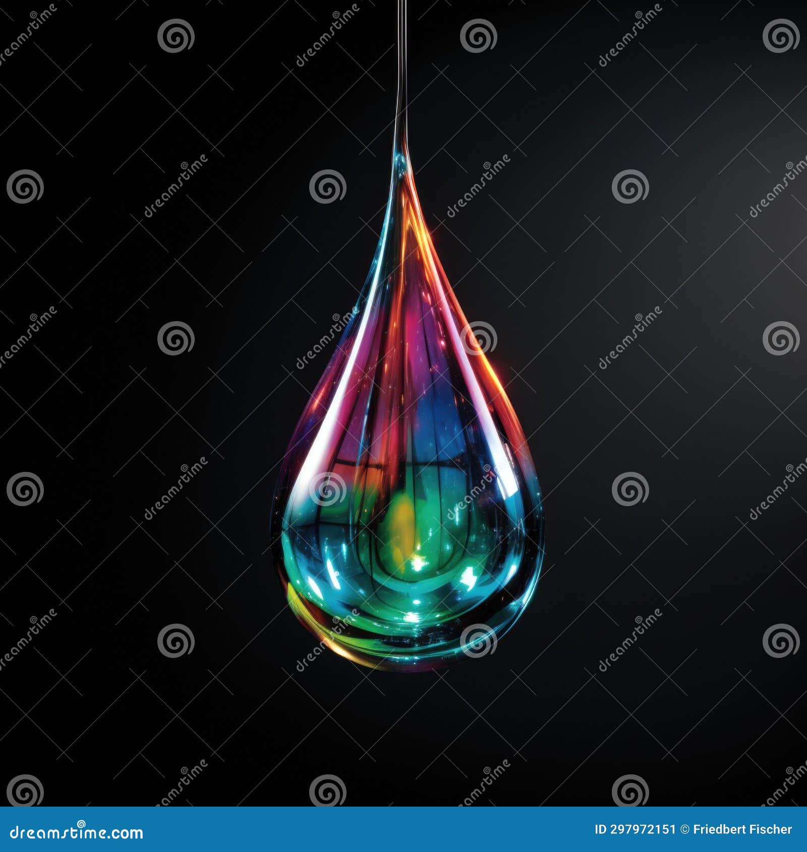 A Colorful Glass Drop Hanging from a String Stock Illustration ...