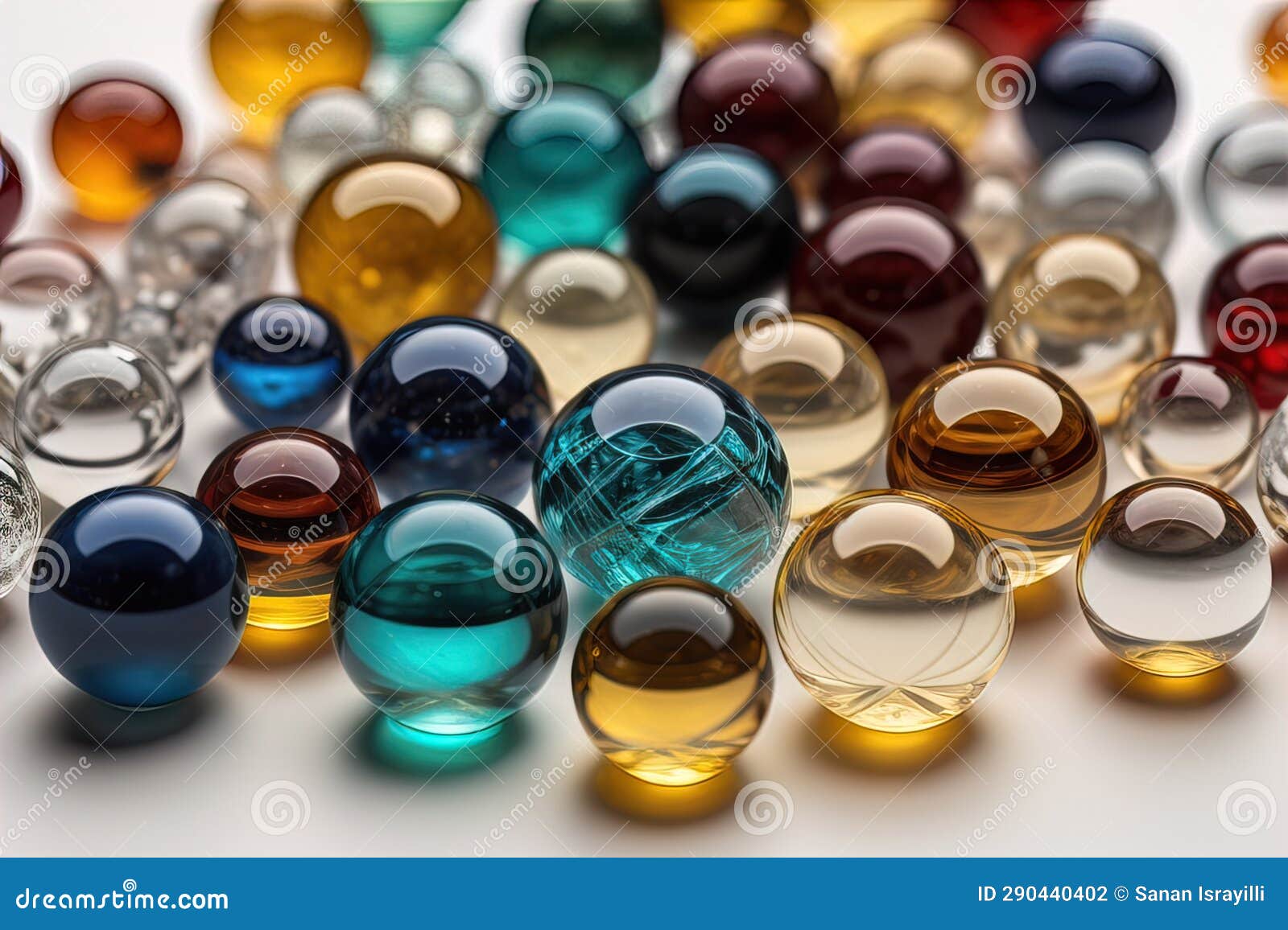 Colorful Glass Marbles on a the Table. Selective Focus Stock Photo ...