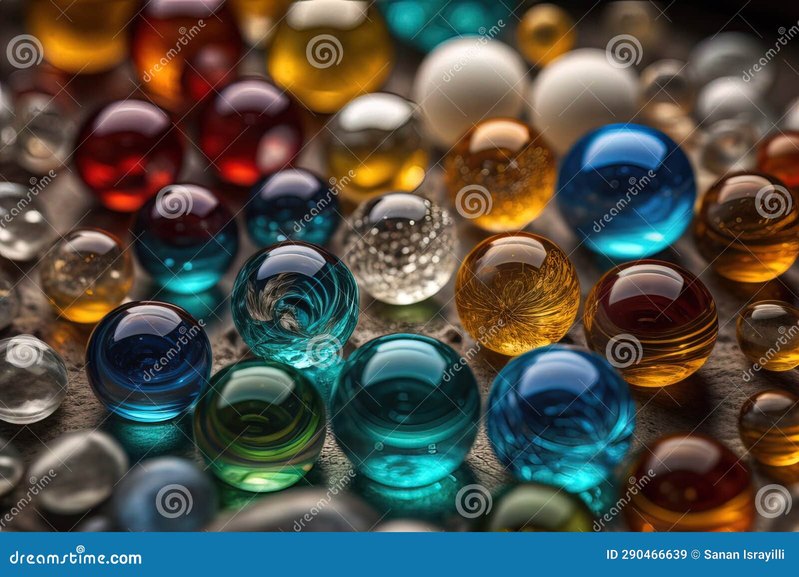 Colorful Glass Marbles on a the Table. Selective Focus Stock Image ...
