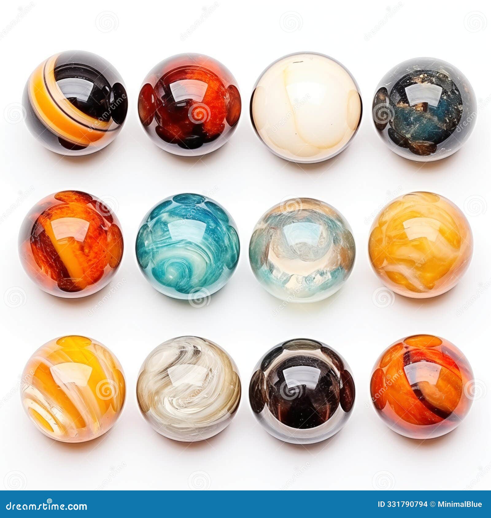 Colorful Glass Marbles on White Background Stock Illustration ...