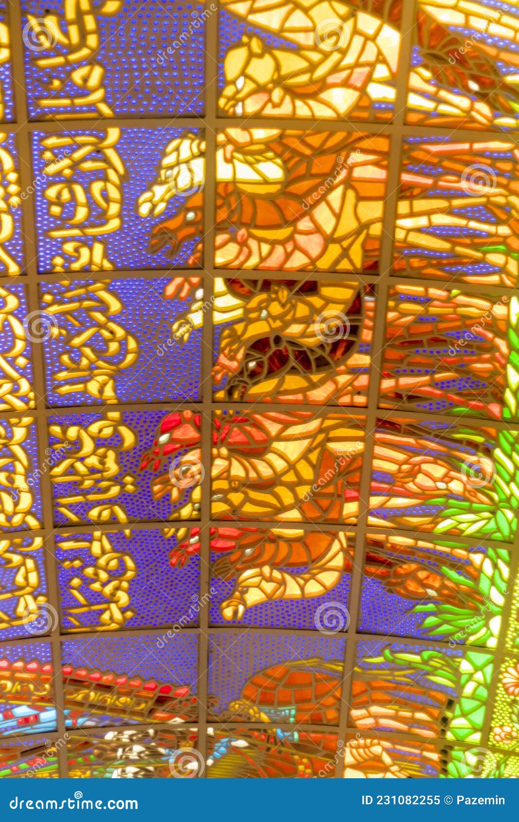 Colorful Glass Mosaic Ceiling. Craft Editorial Image - Image of ...