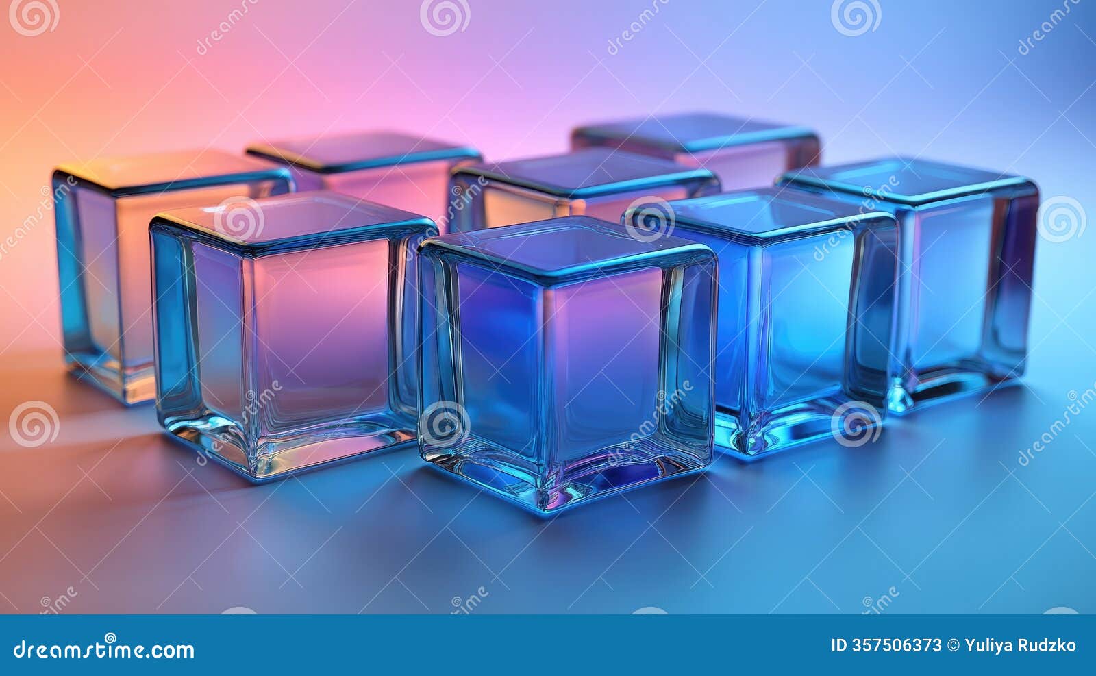 Colorful Glass Rectangular Prism with Gradient Design on a White ...