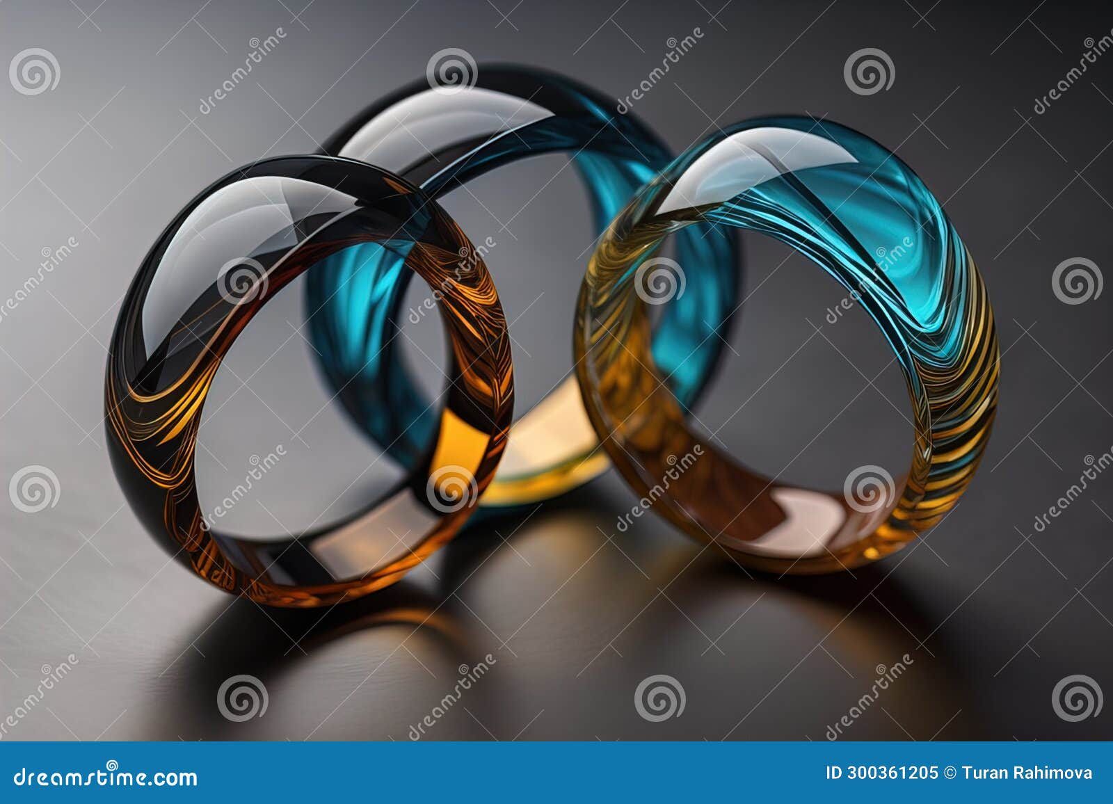 Colorful Glass Rings on a Black Background. Ai Generative Stock Image ...