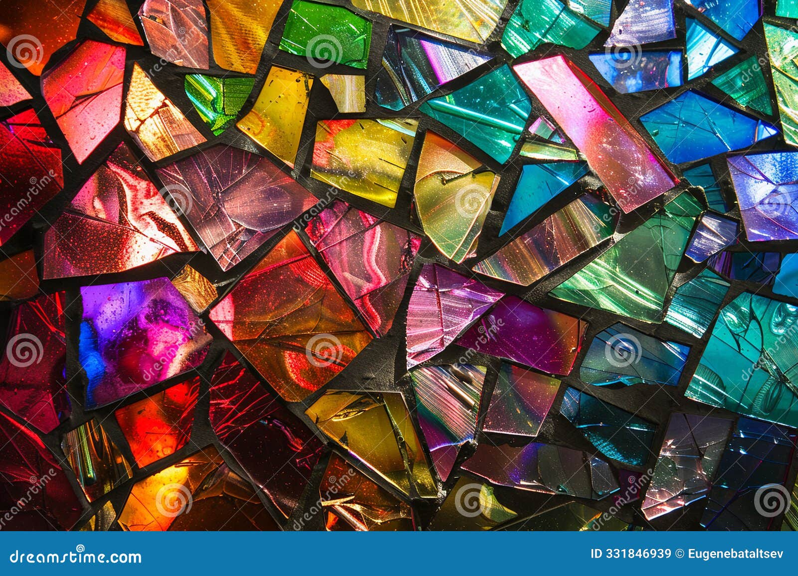 Colorful Glass Shards Form Striking, Vibrant Pattern on Dark Backdrop ...
