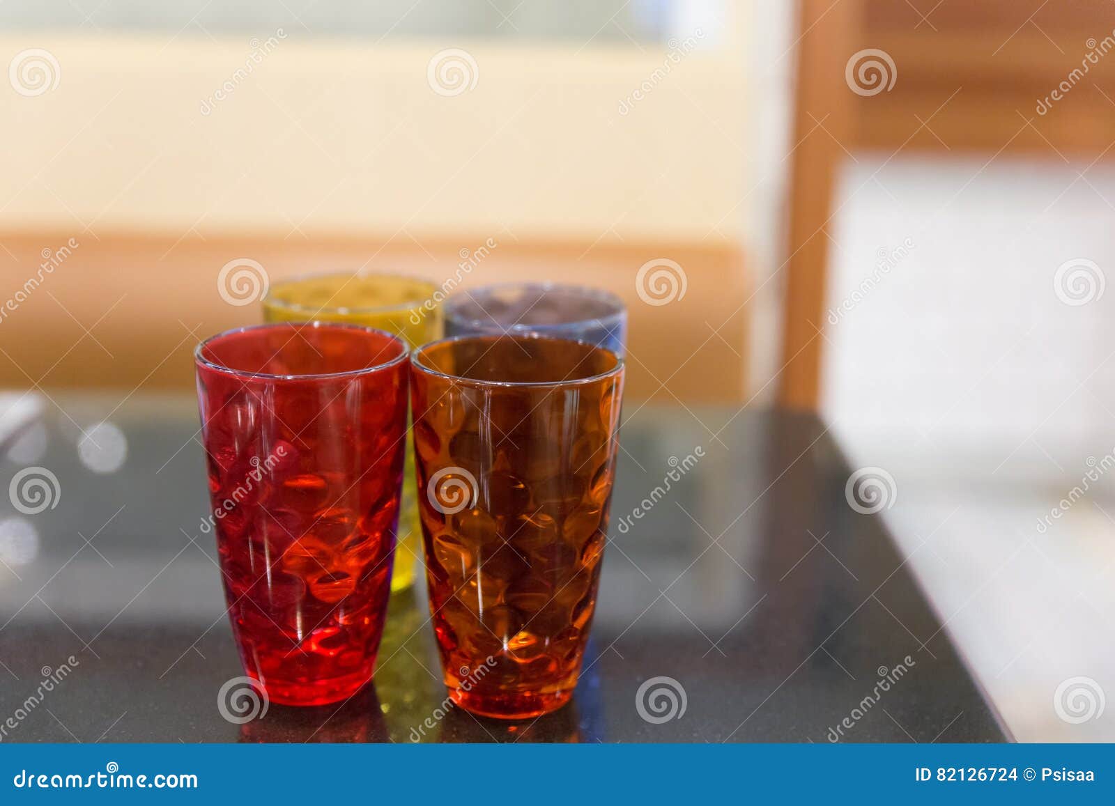 Colorful Glass, on Table in Cafe Restaurant Stock Photo - Image of ...