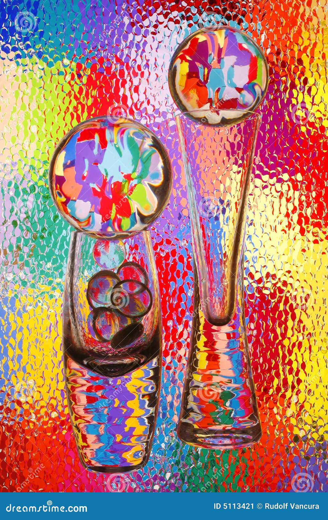Colorful Glass Vases and Spheres Stock Image - Image of reflection ...
