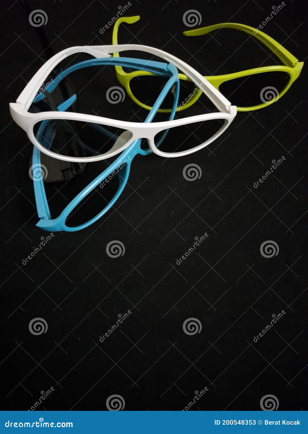 Colorful Glasses on Black Background Stock Image - Image of cool, organ ...