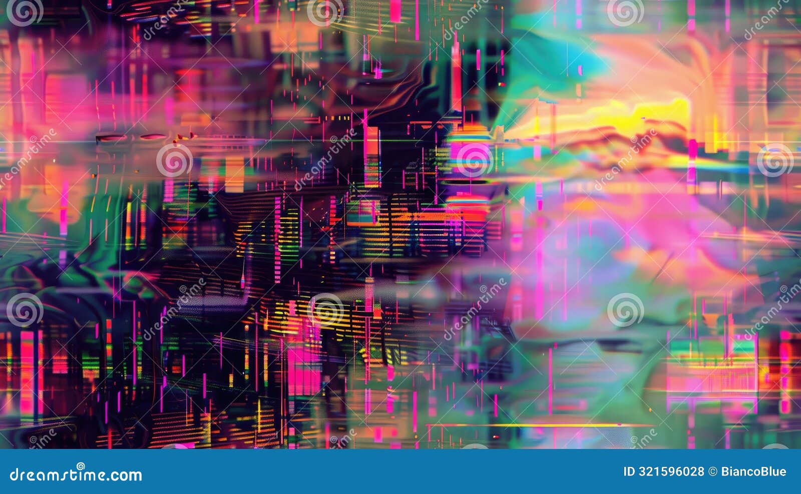A Colorful Glitch Art Image with a Dark Background. AIG51A Stock Photo ...