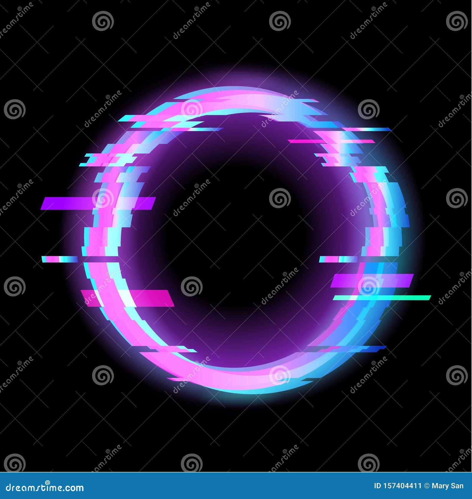 Colorful Glitch Circle Geometric Shape, Frame With Neon Glitch Effect ... Colorful Glitch Circle Geometric Shape, Frame With Neon Glitch Effect ...