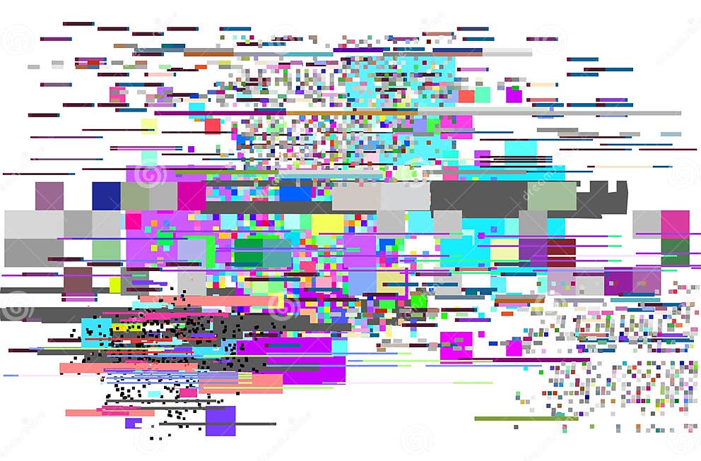 Colorful Glitch Screen Elements Vector Background, Abstract Digital Pixels and Noise Glitch ...