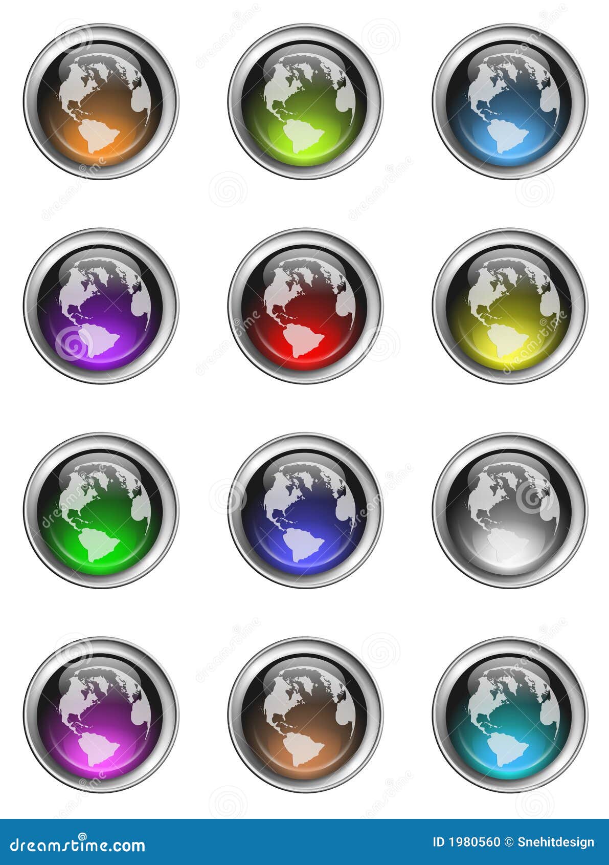 Colorful globe buttons stock illustration. Illustration of finance ...