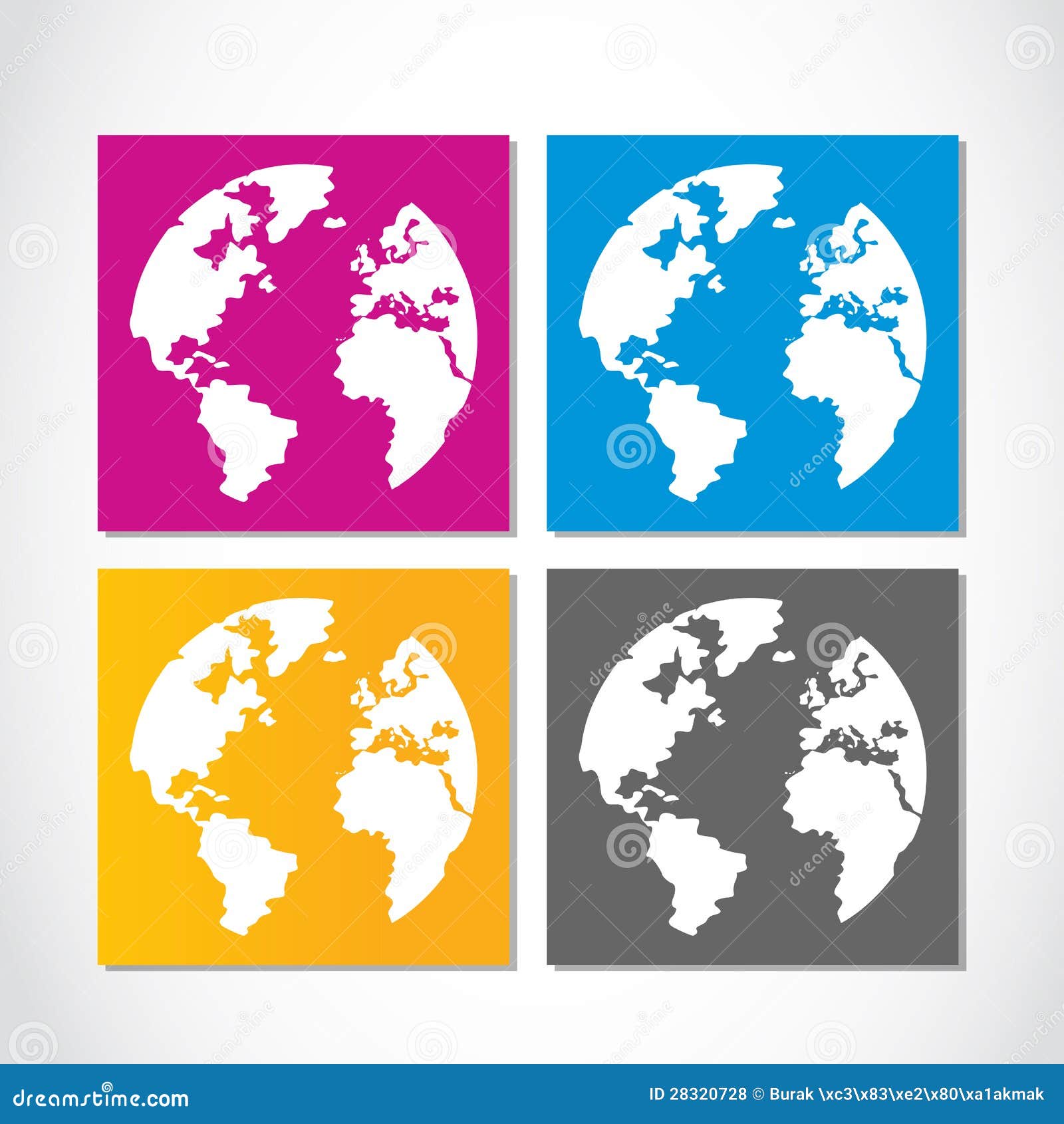 Colorful Globe Stickers Set Stock Vector - Illustration of icon, globe ...
