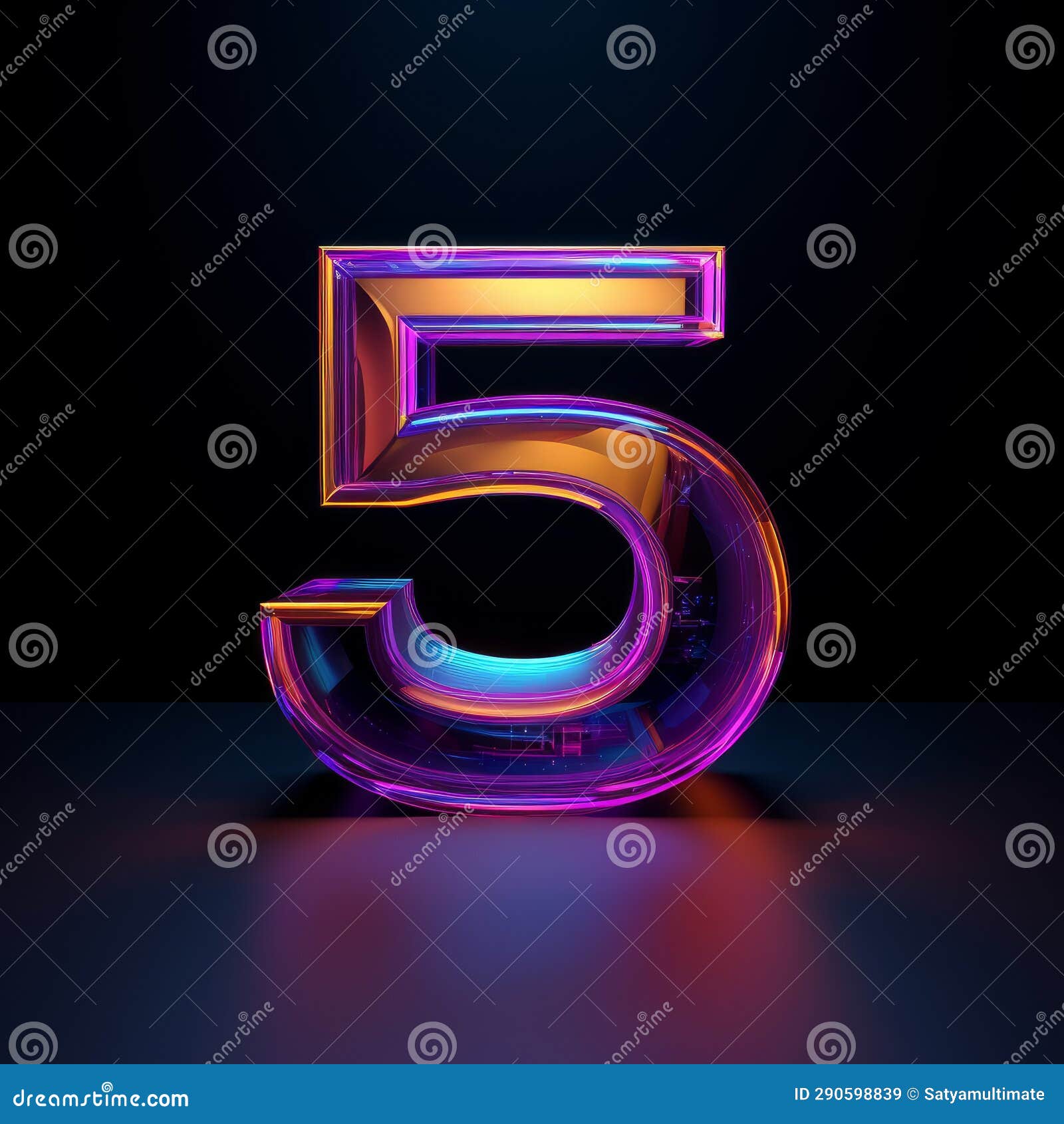 Colorful Gloss Made Number 5 on Black Background Generative AI Stock ...