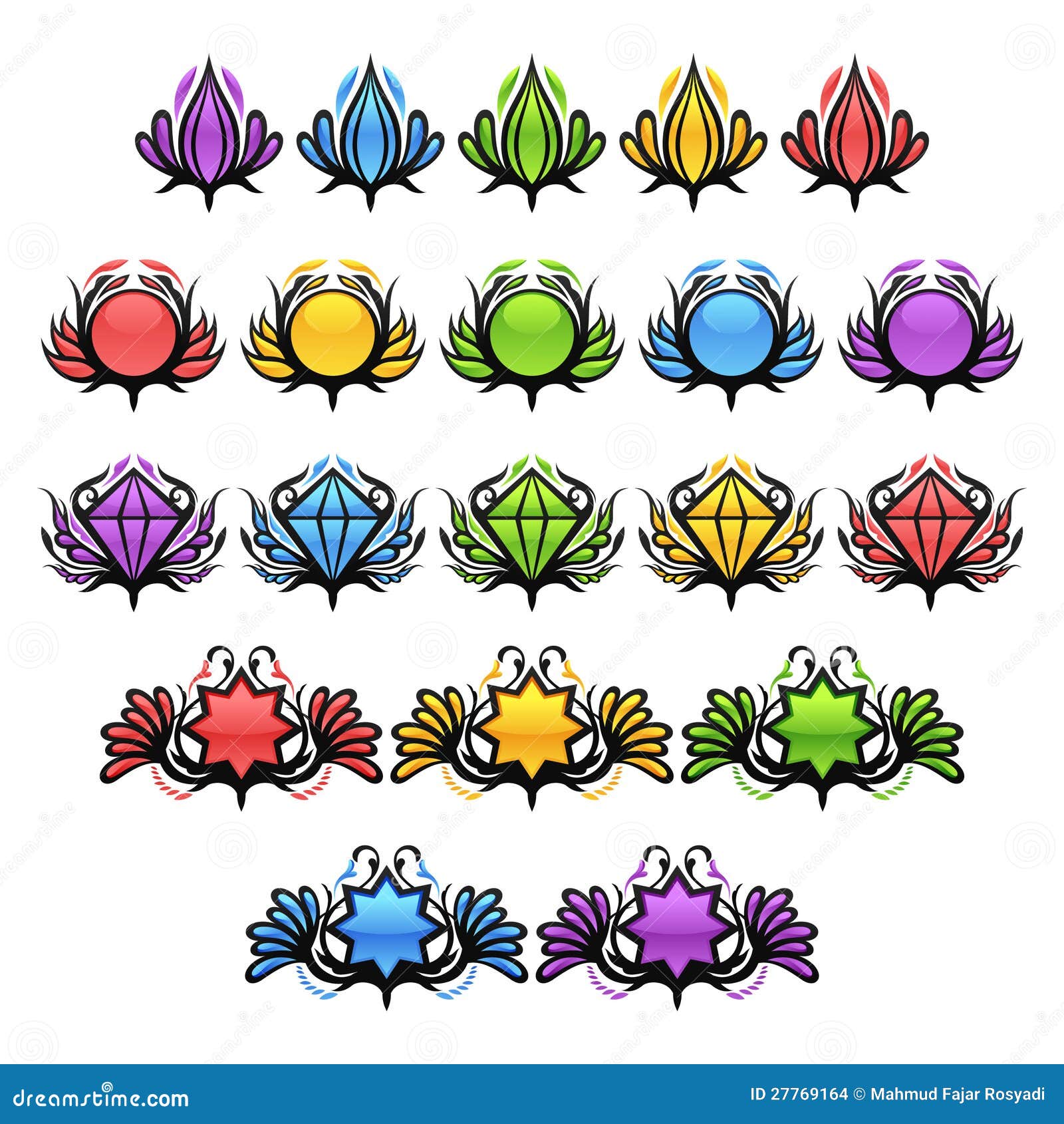 Colorful Glossy Badges stock vector. Illustration of petal - 27769164