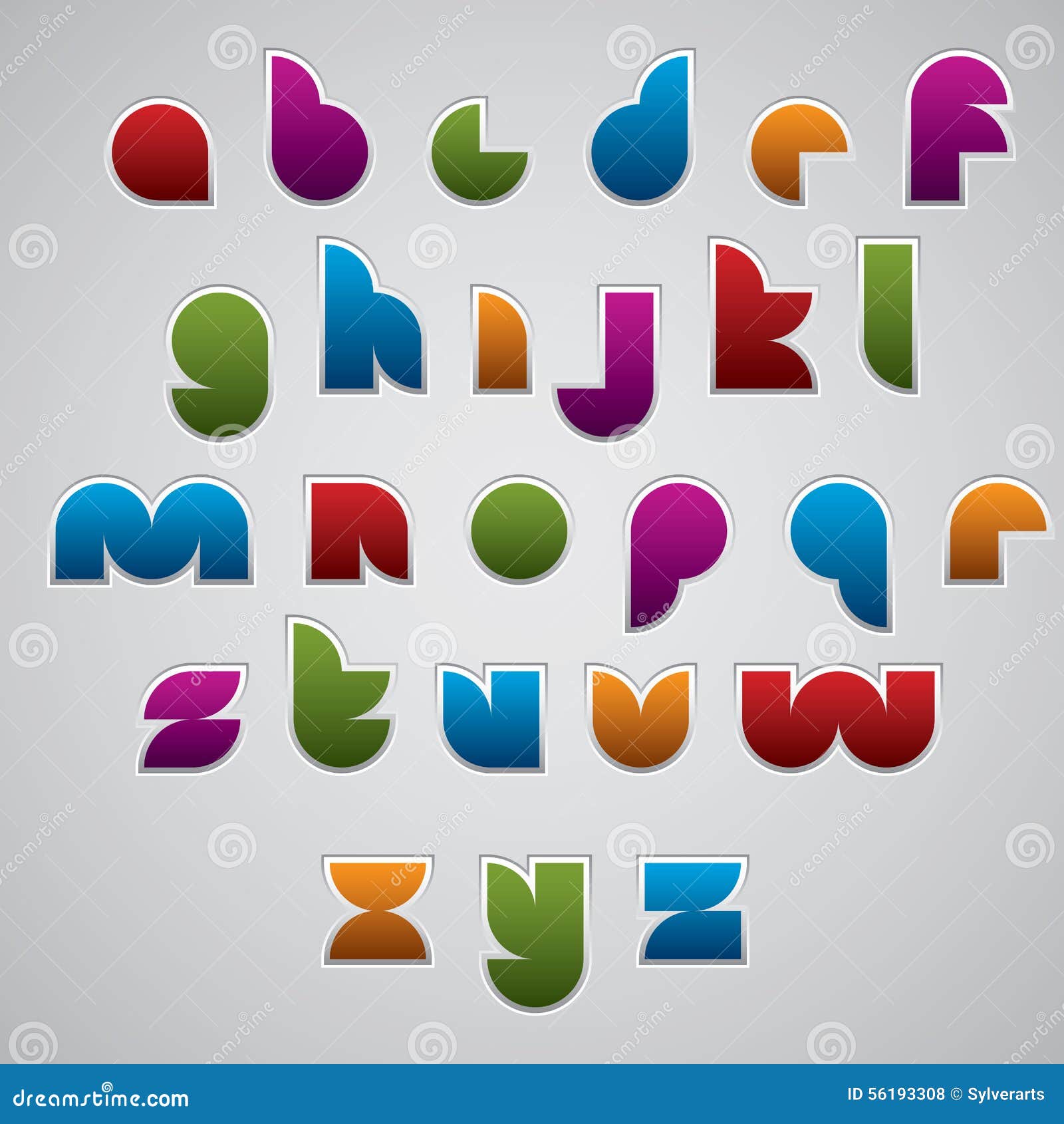 Colorful Glossy Geometric Smooth Comic Font, Rounded Letters Wit Stock ...