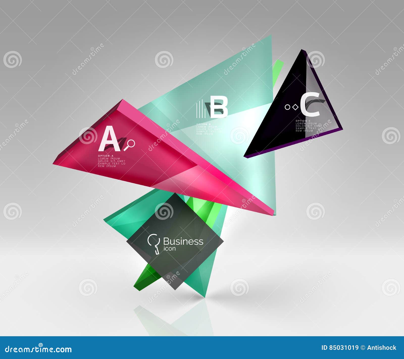 Colorful Glossy Glass Triangle on Empty 3d Space Stock Vector ...