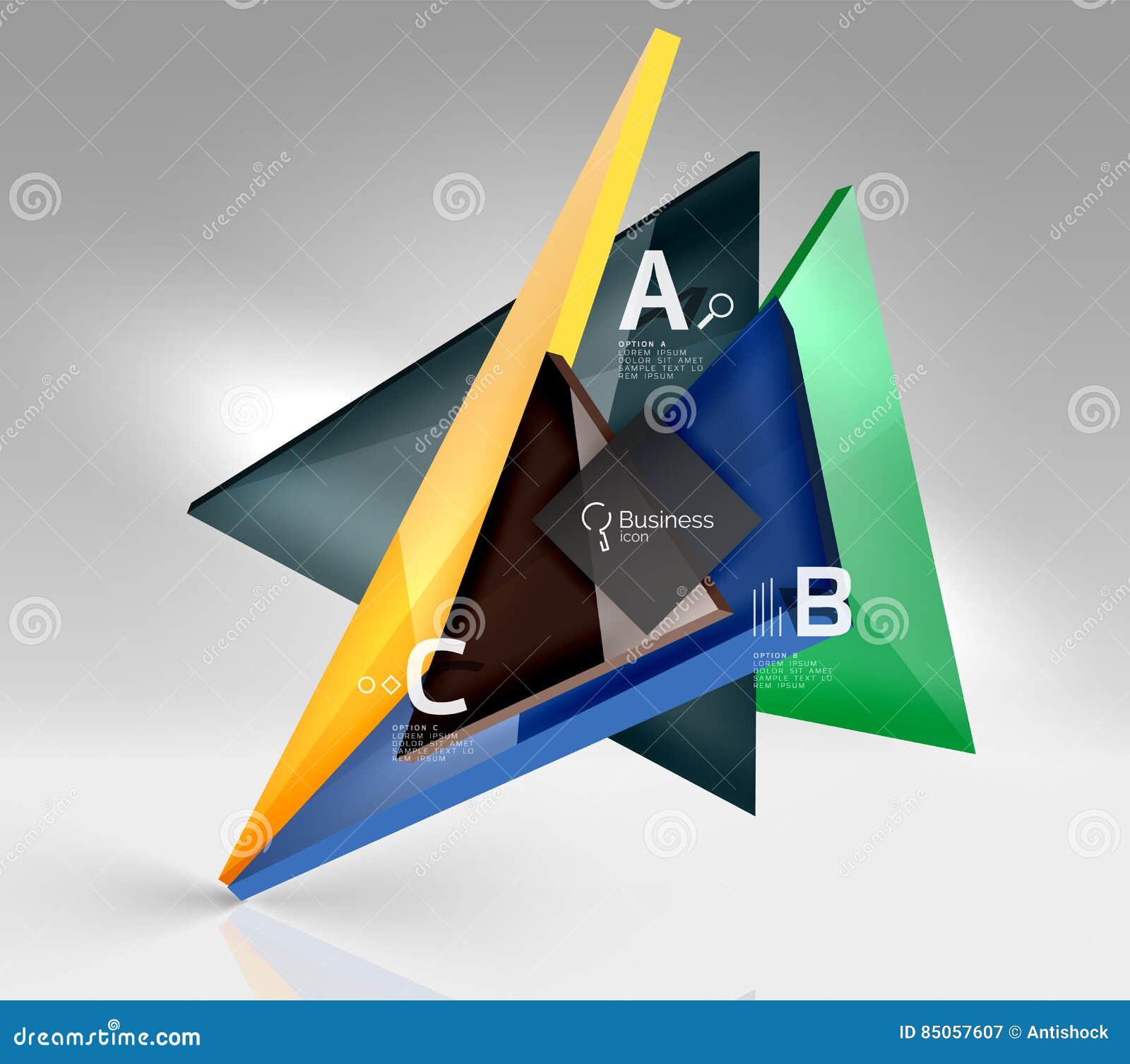 Colorful Glossy Glass Triangle on Empty 3d Space Stock Vector ...