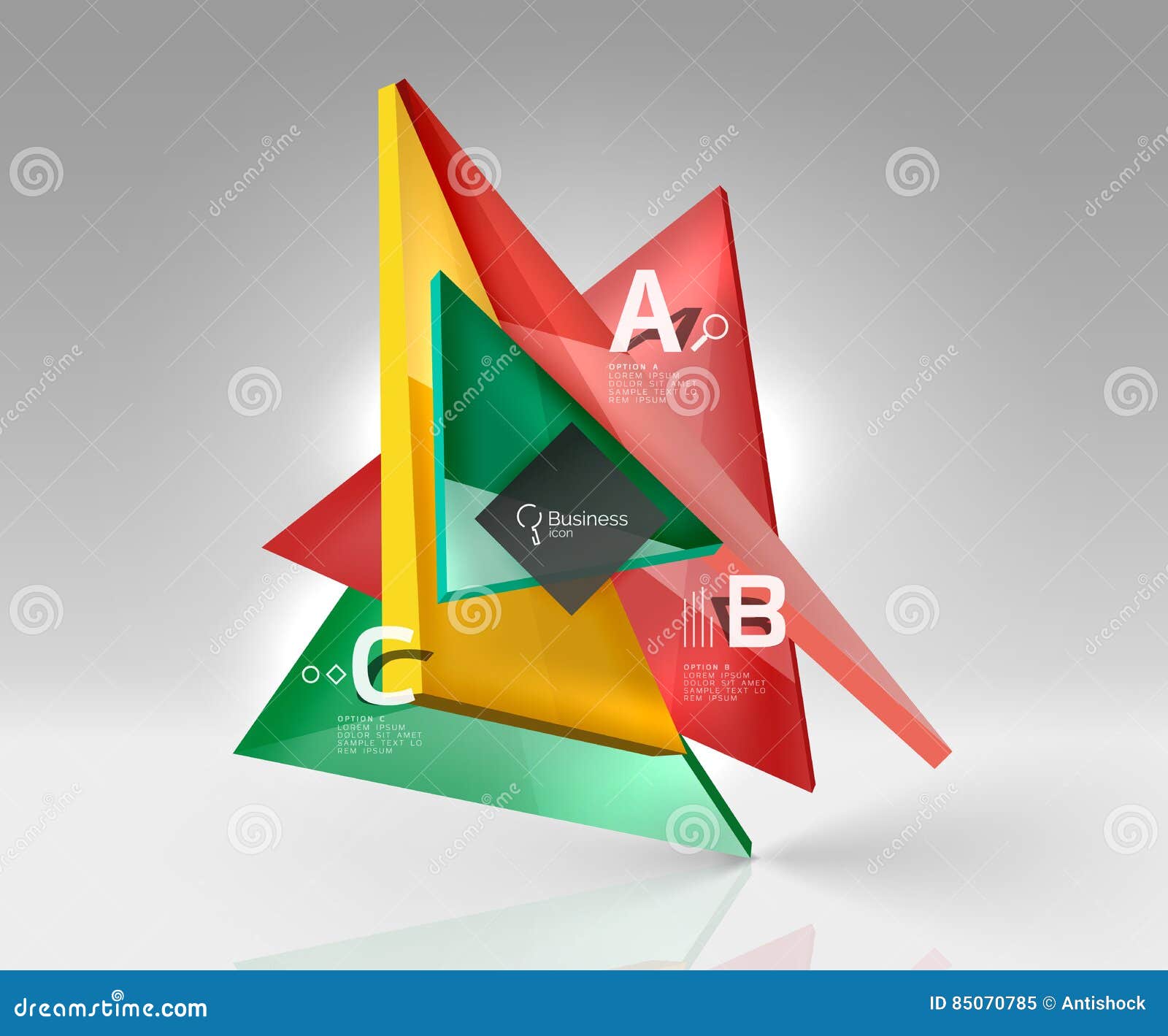 Colorful Glossy Glass Triangle on Empty 3d Space Stock Vector ...