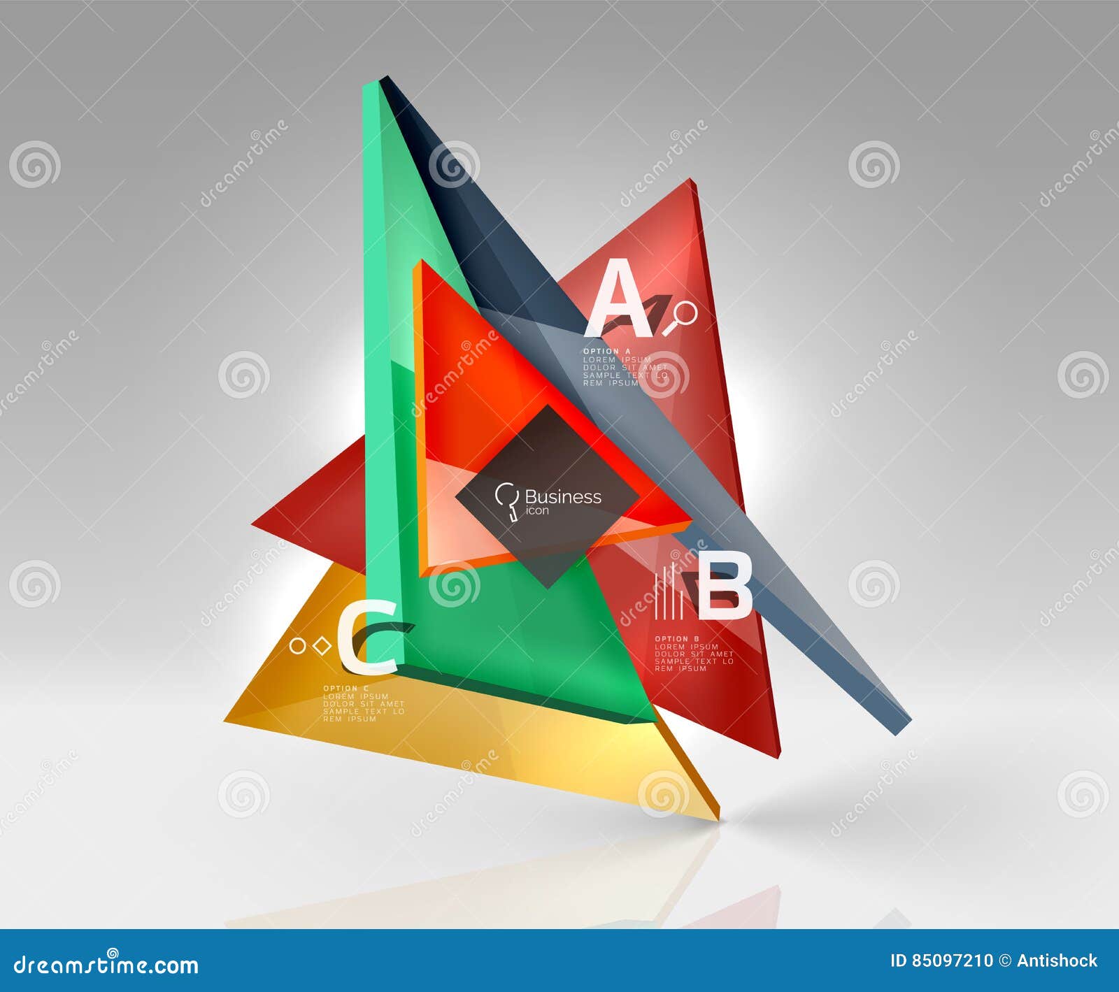 Colorful Glossy Glass Triangle on Empty 3d Space Stock Vector ...