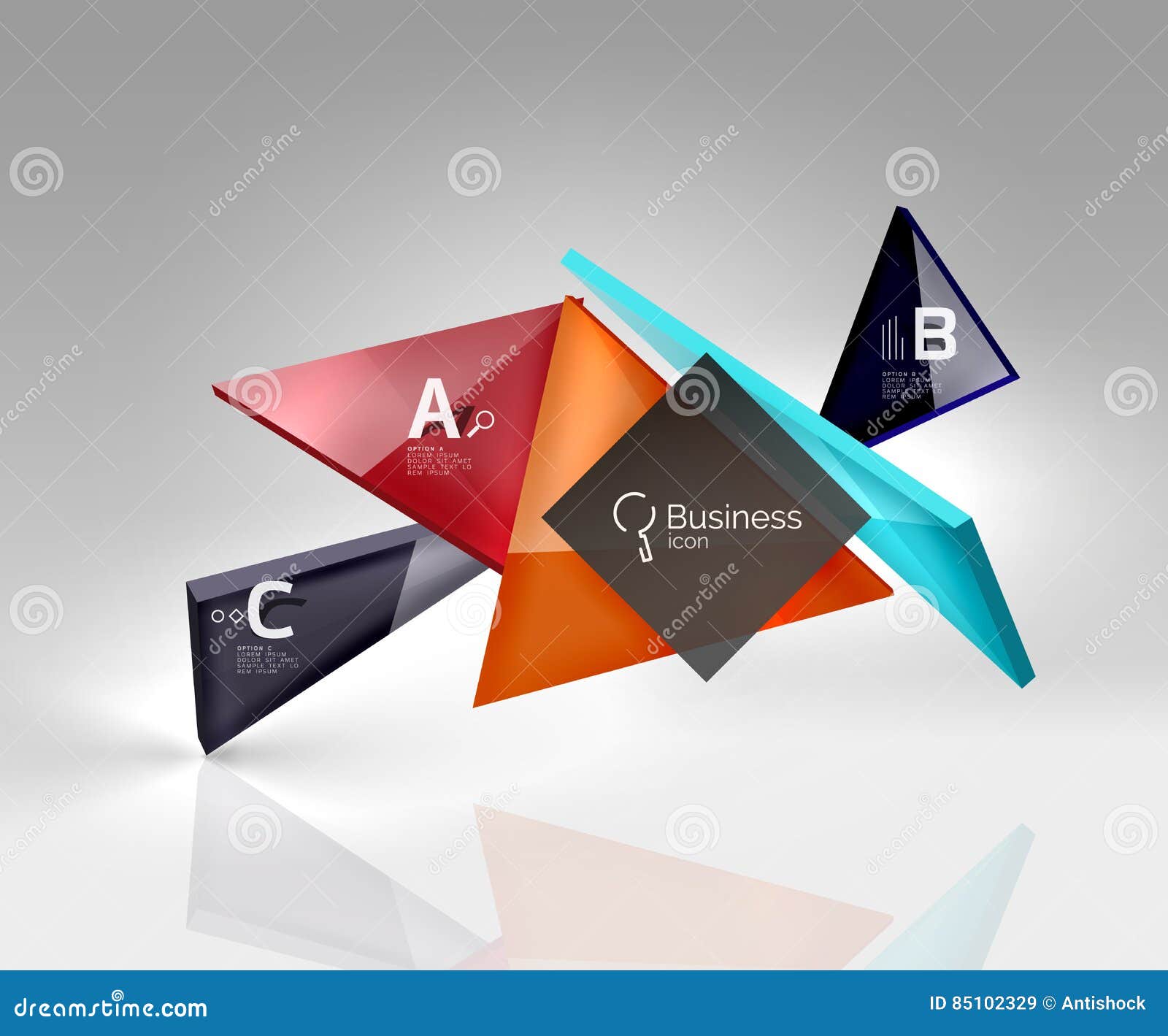 Colorful Glossy Glass Triangle on Empty 3d Space Stock Vector ...