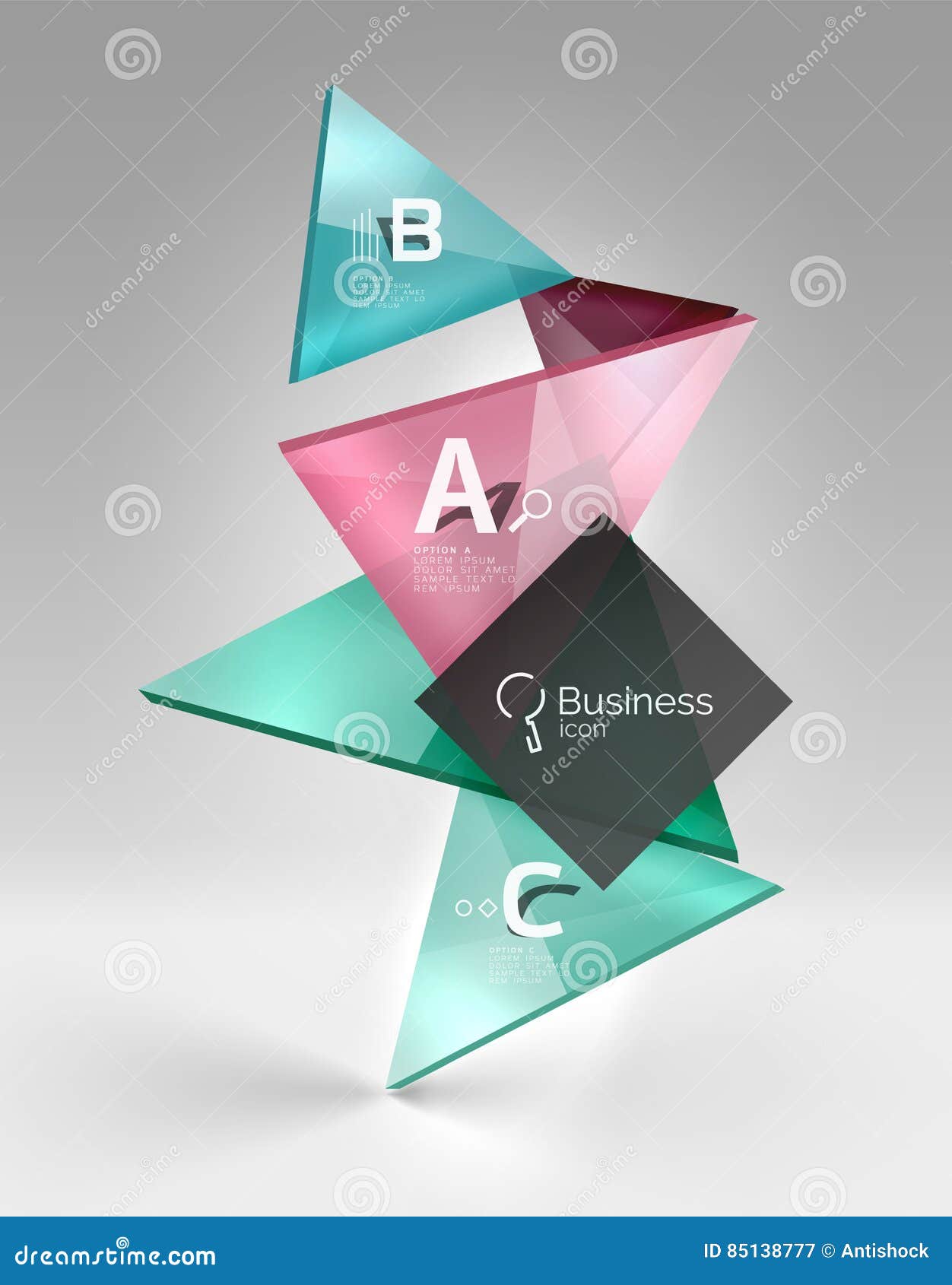 Colorful Glossy Glass Triangle on Empty 3d Space Stock Vector ...