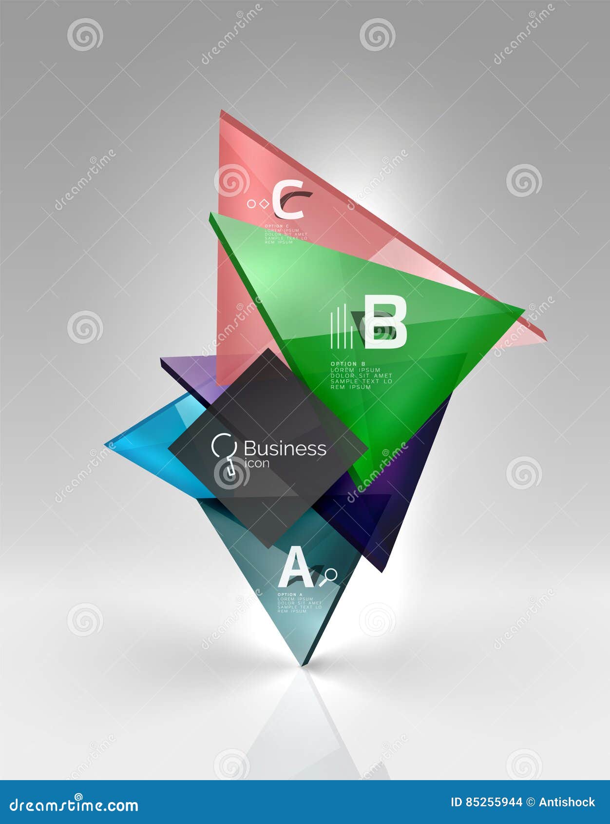 Colorful Glossy Glass Triangle on Empty 3d Space Stock Vector ...
