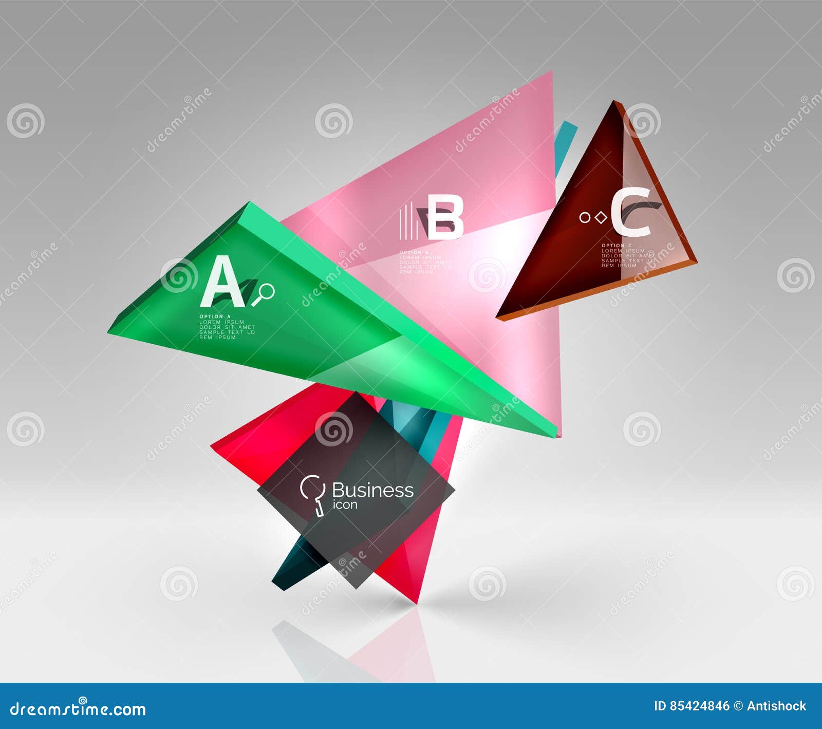 Colorful Glossy Glass Triangle on Empty 3d Space Stock Vector ...