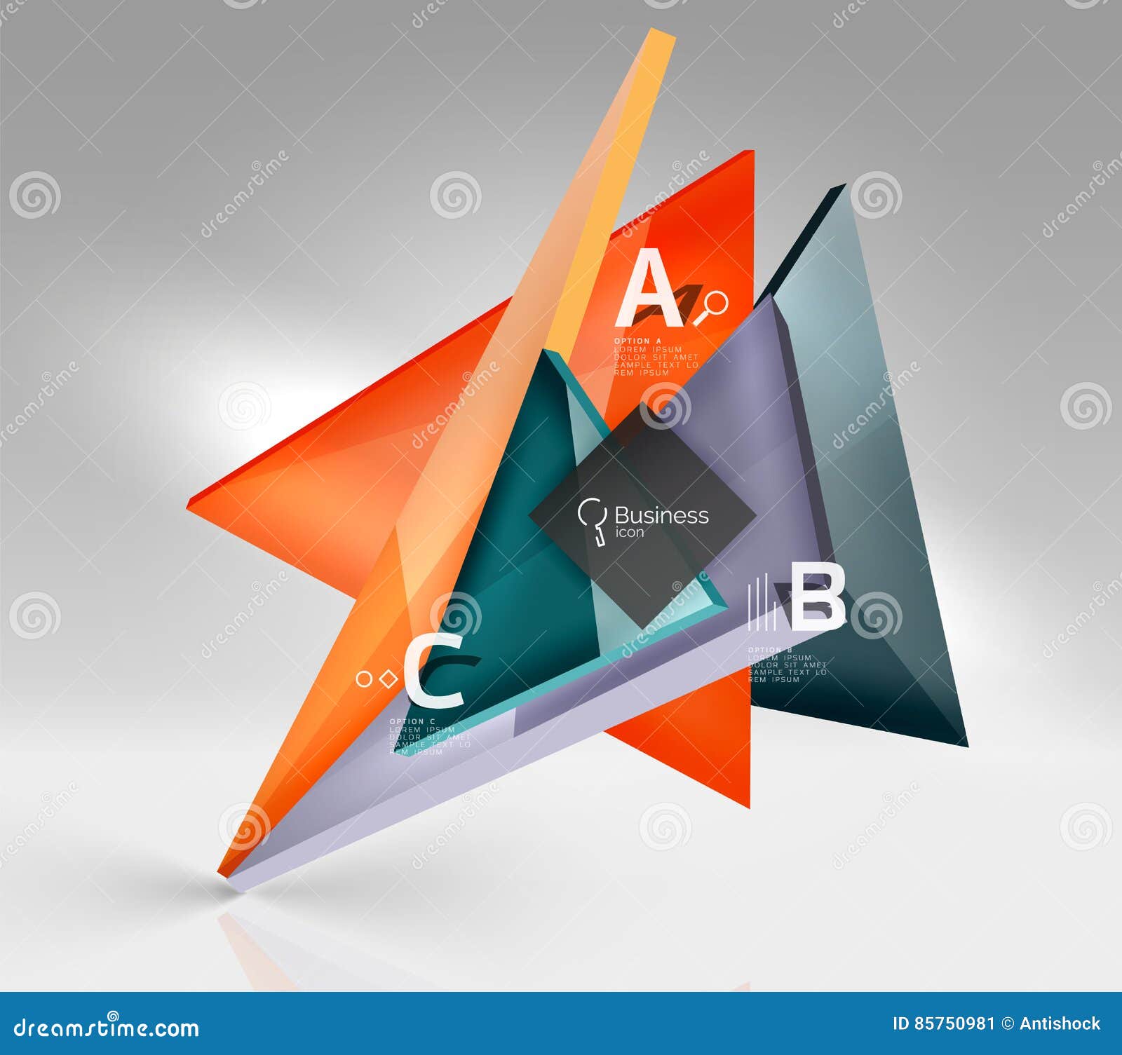 Colorful Glossy Glass Triangle on Empty 3d Space Stock Vector ...