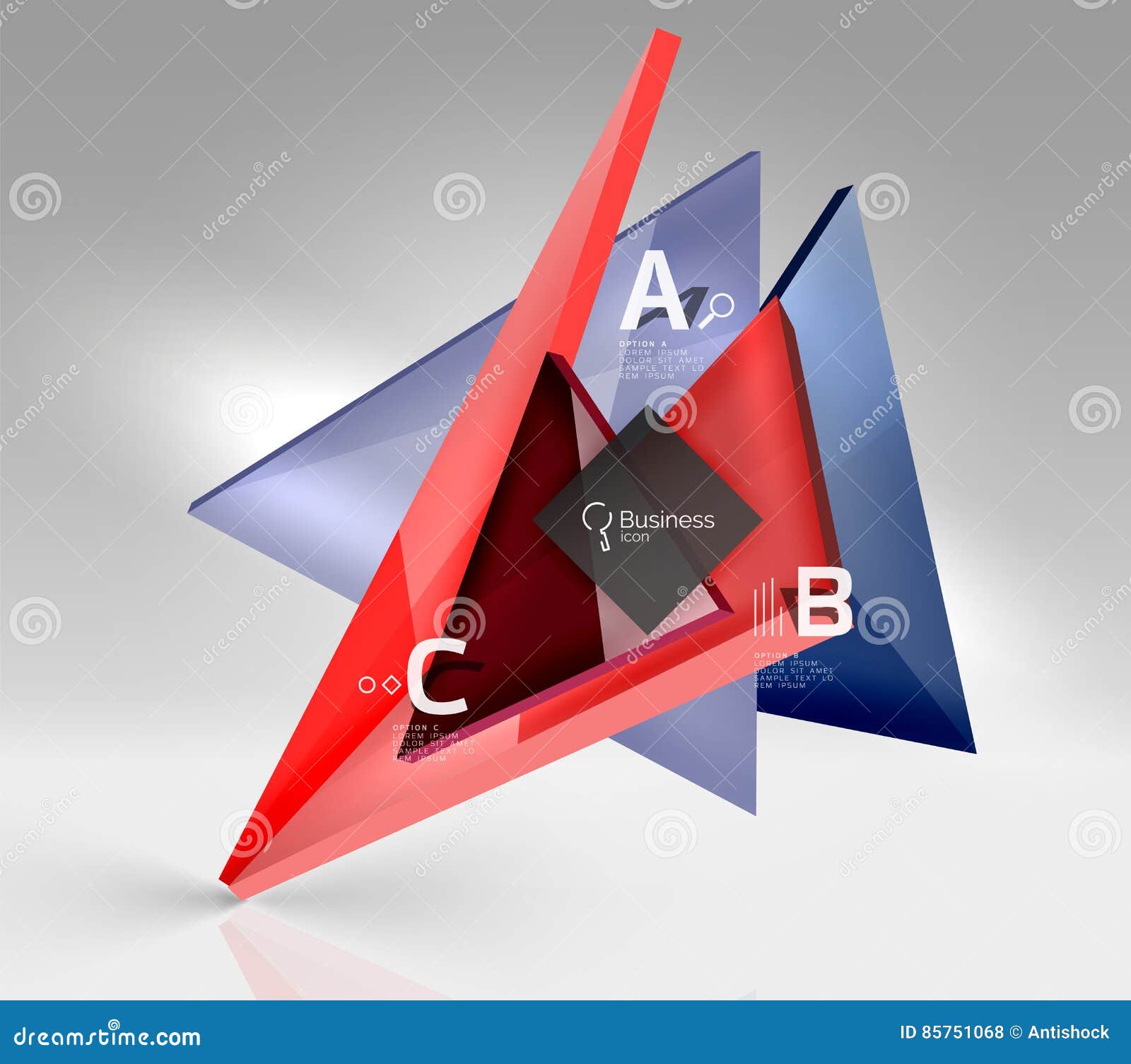 Colorful Glossy Glass Triangle on Empty 3d Space Stock Vector ...
