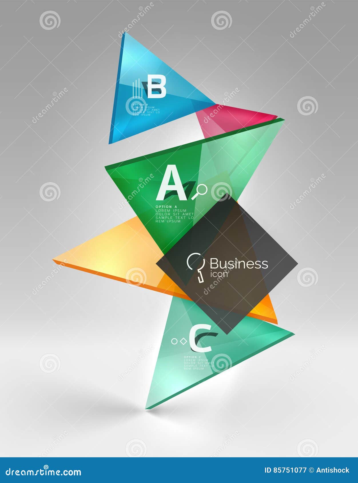 Colorful Glossy Glass Triangle on Empty 3d Space Stock Vector ...