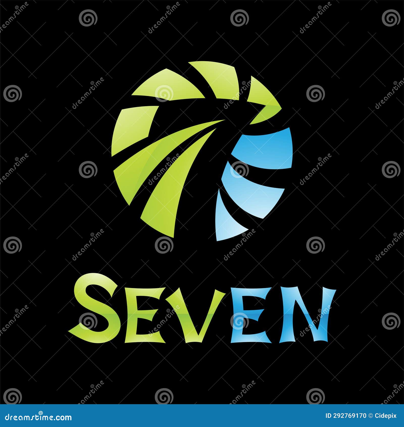 Colorful Glossy Number 7 Icon on a Black Background - Icon 6 Stock ...