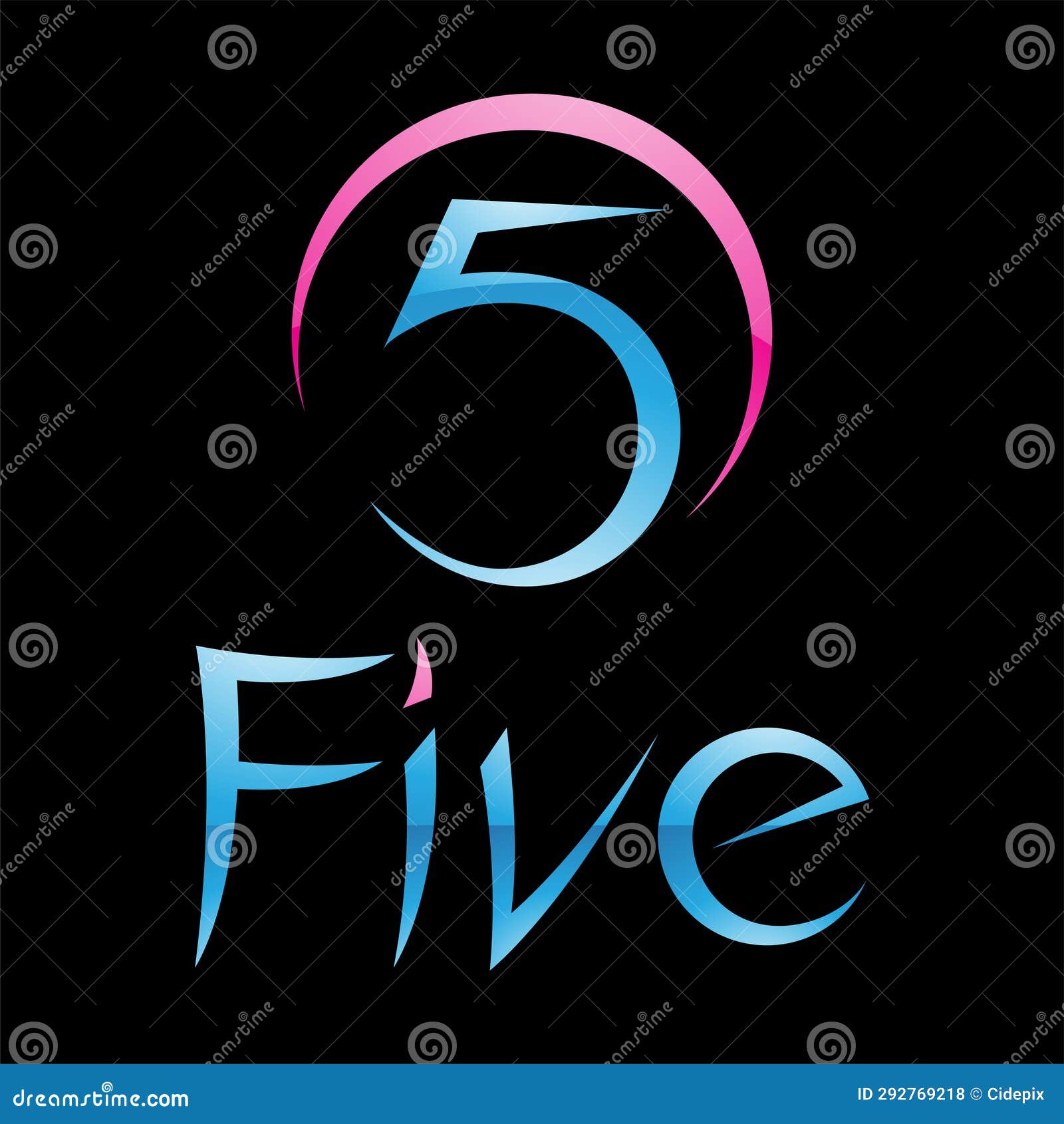 Colorful Glossy Number 5 Icon on a Black Background - Icon 6 Stock ...