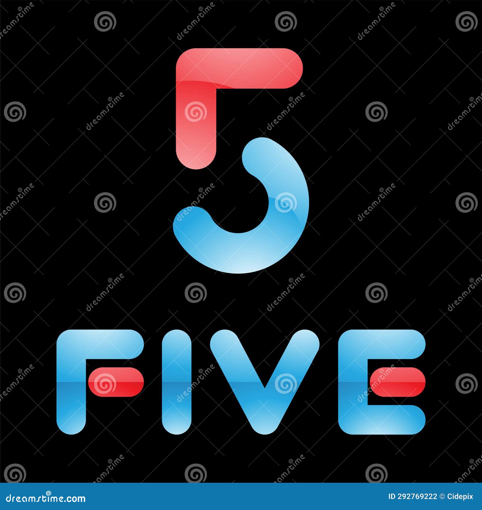 Colorful Glossy Number 5 Icon on a Black Background - Icon 5 Stock ...