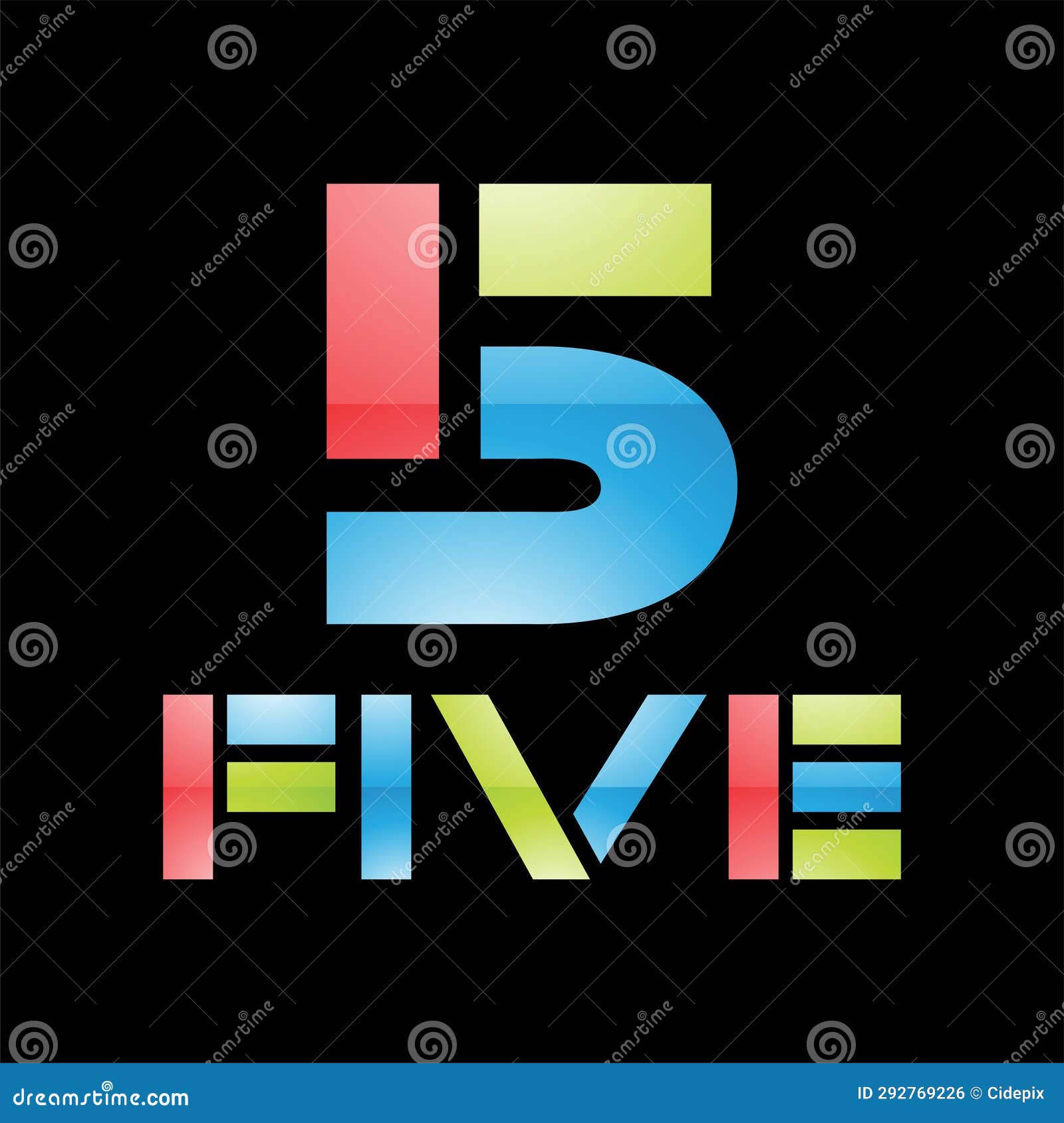 Colorful Glossy Number 5 Icon on a Black Background - Icon 3 Stock ...