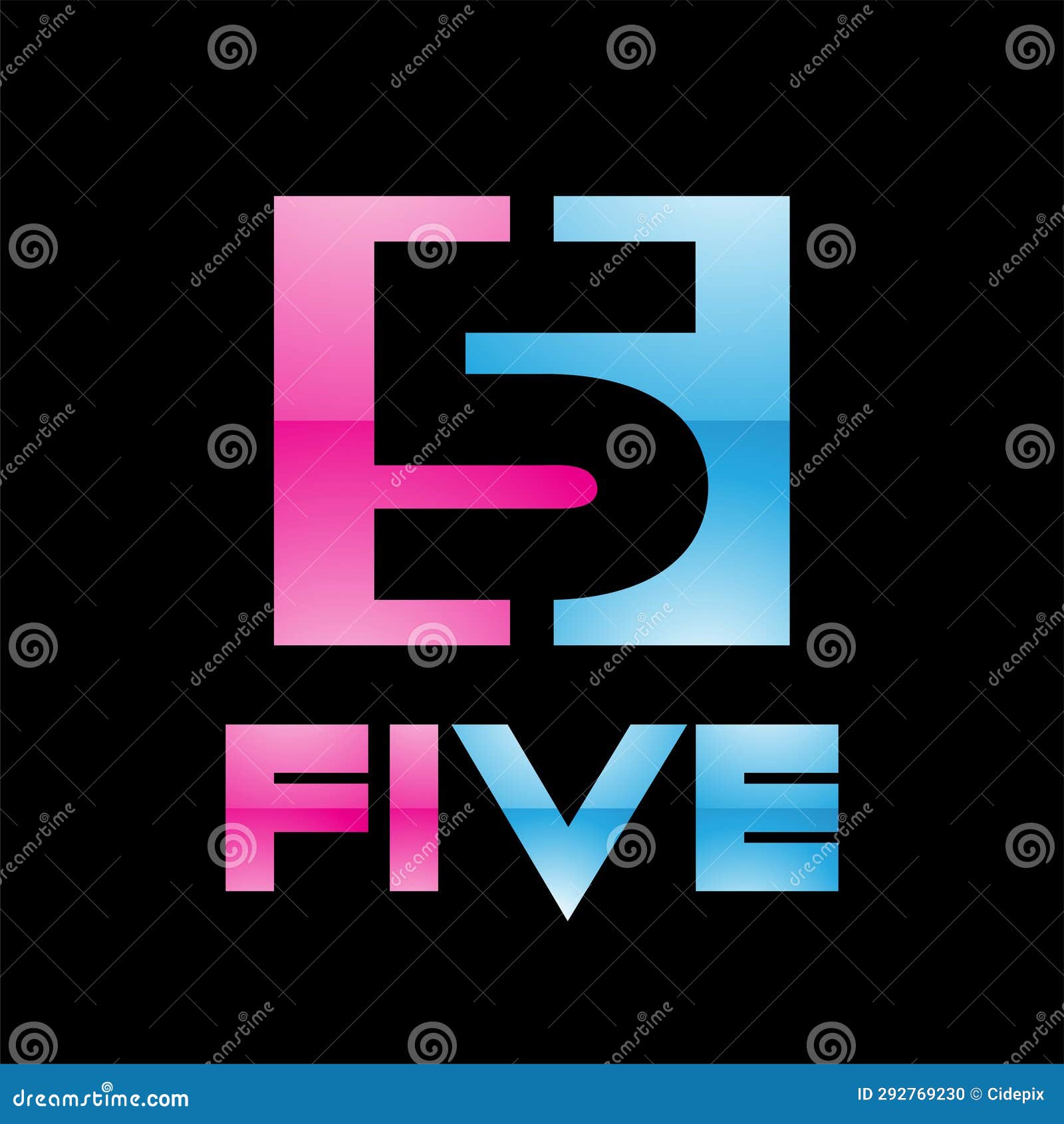 Colorful Glossy Number 5 Icon on a Black Background - Icon 1 Stock ...