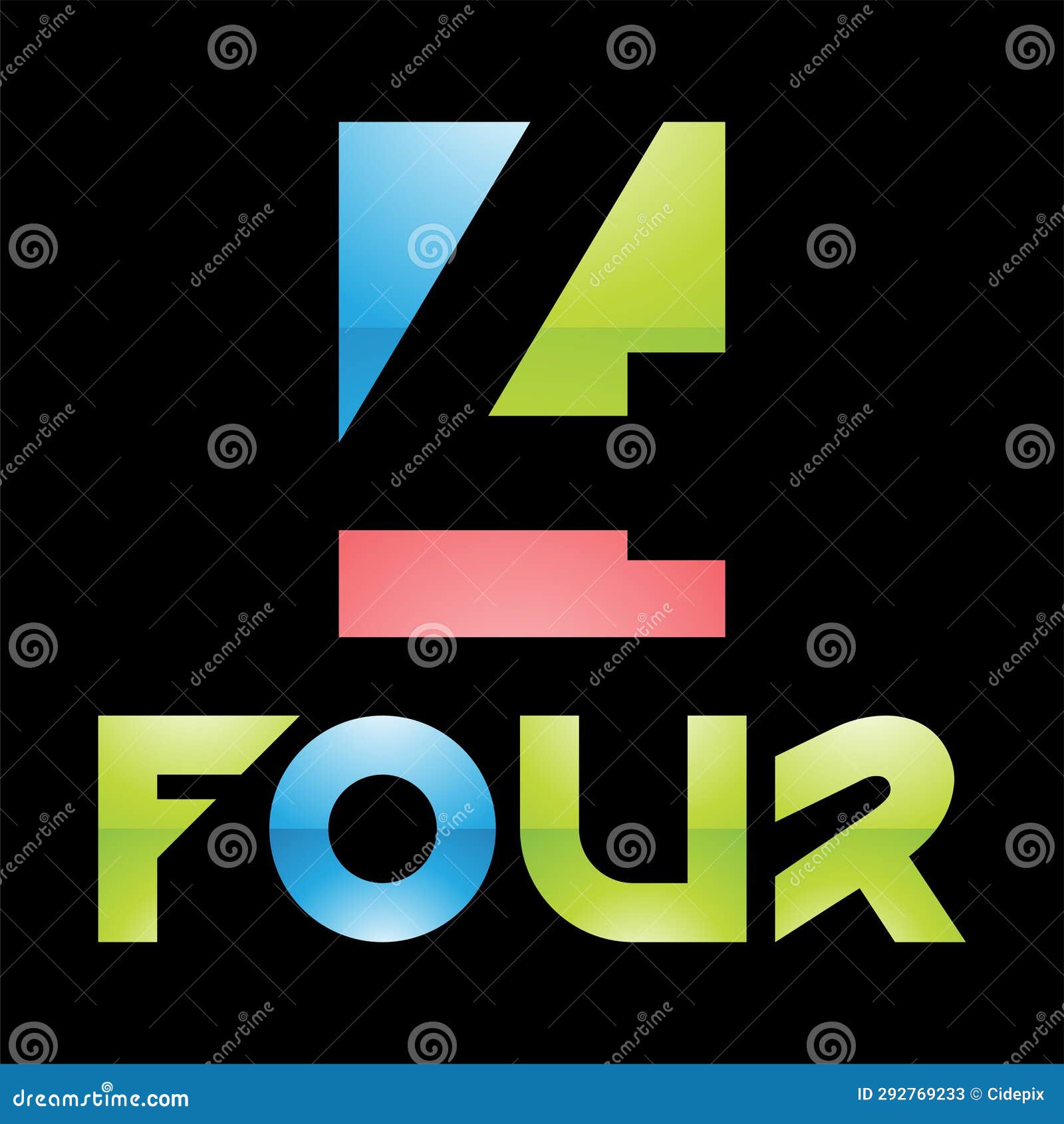 Colorful Glossy Number 4 Icon on a Black Background - Icon 9 Stock ...