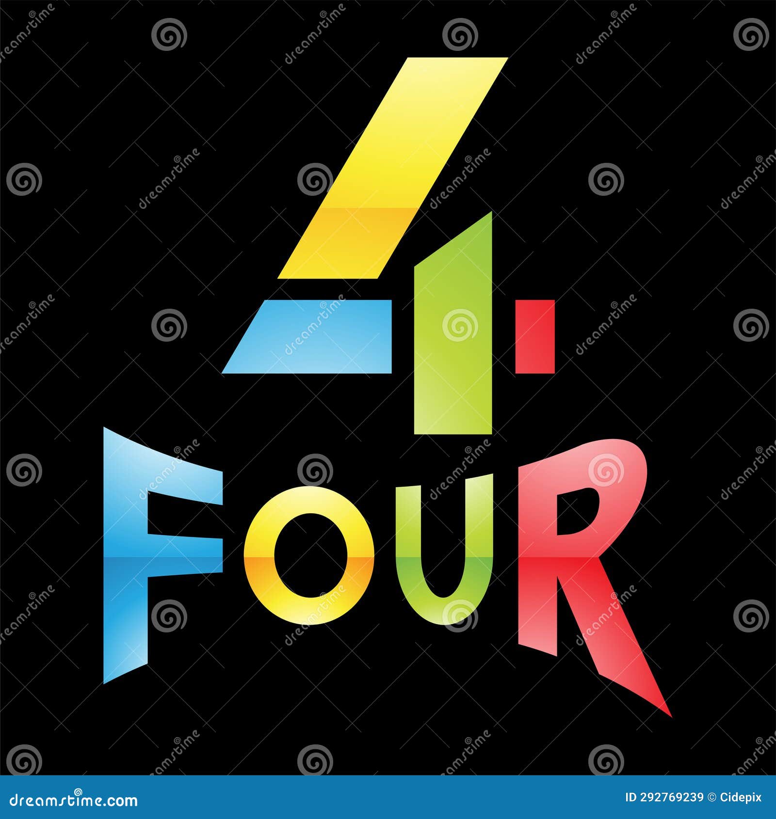 Colorful Glossy Number 4 Icon on a Black Background - Icon 7 Stock ...