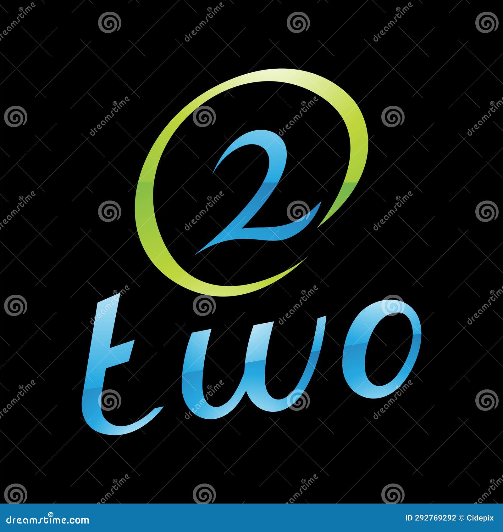 Colorful Glossy Number 2 Icon on a Black Background - Icon 9 Stock ...