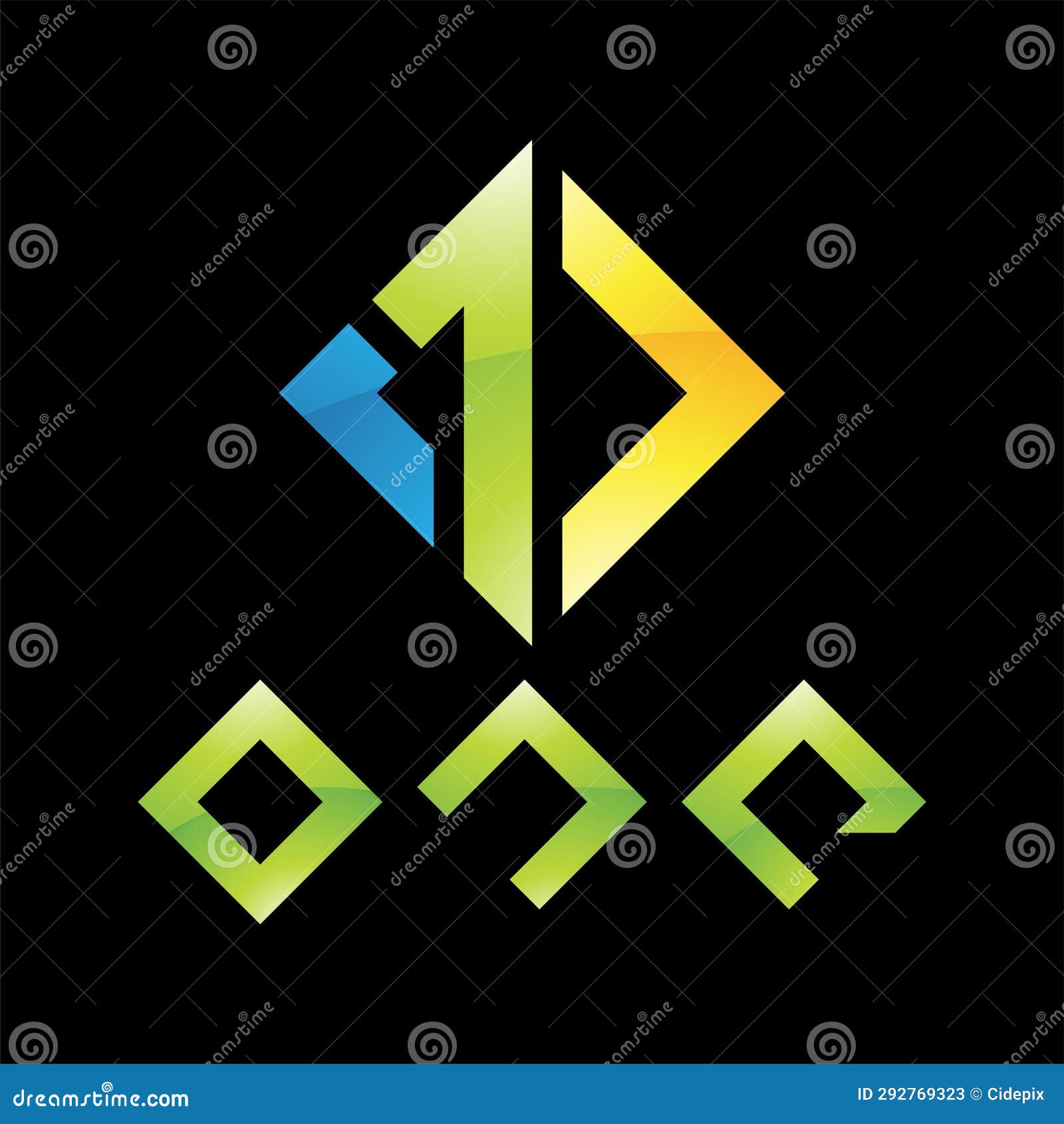 Colorful Glossy Number 1 Icon on a Black Background - Icon 7 Stock ...