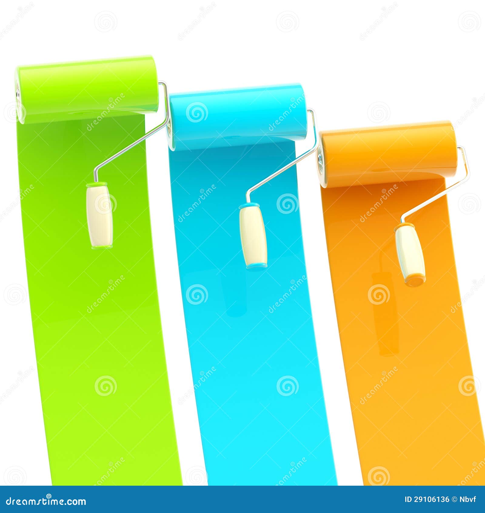 Colorful Glossy Paint Rollers with Color Strokes Stock Illustration ...