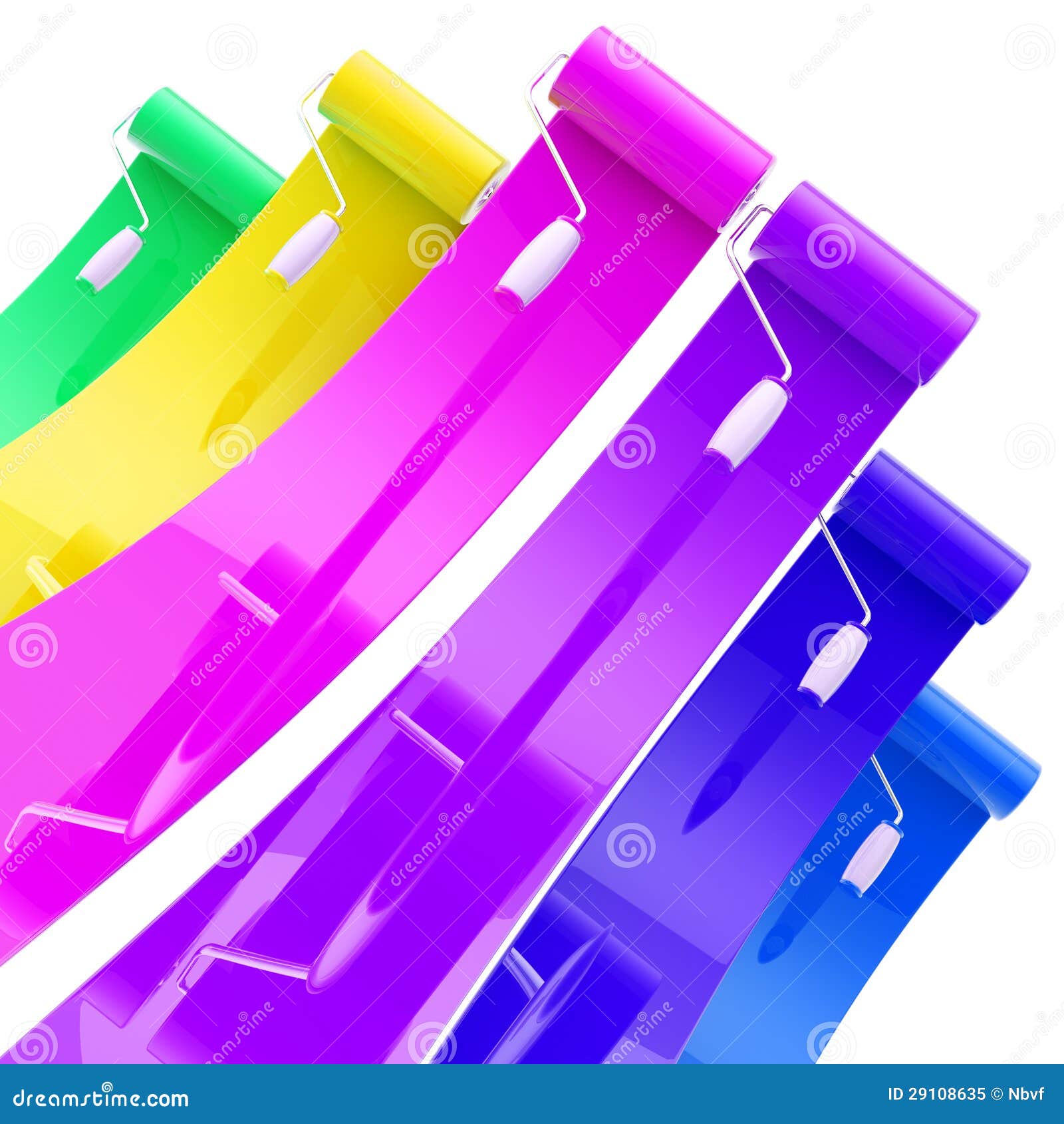 Colorful Glossy Paint Rollers with Color Strokes Stock Illustration ...