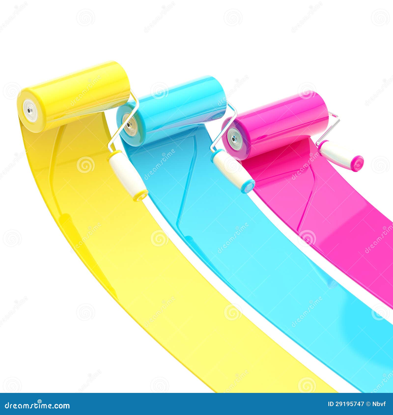 Colorful Glossy Paint Rollers with Color Strokes Stock Illustration ...