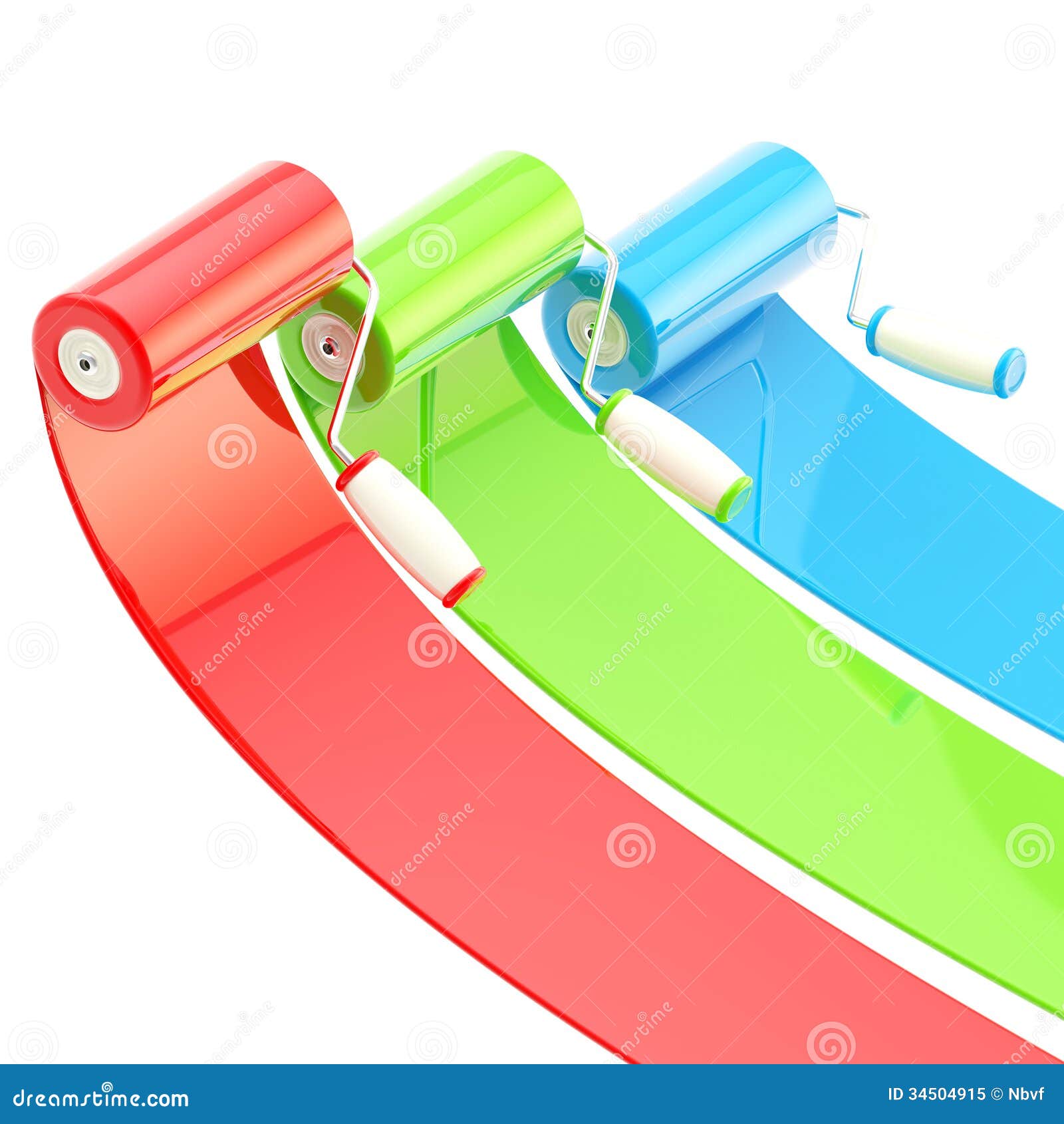 Colorful Glossy Paint Rollers with Color Strokes Stock Illustration ...