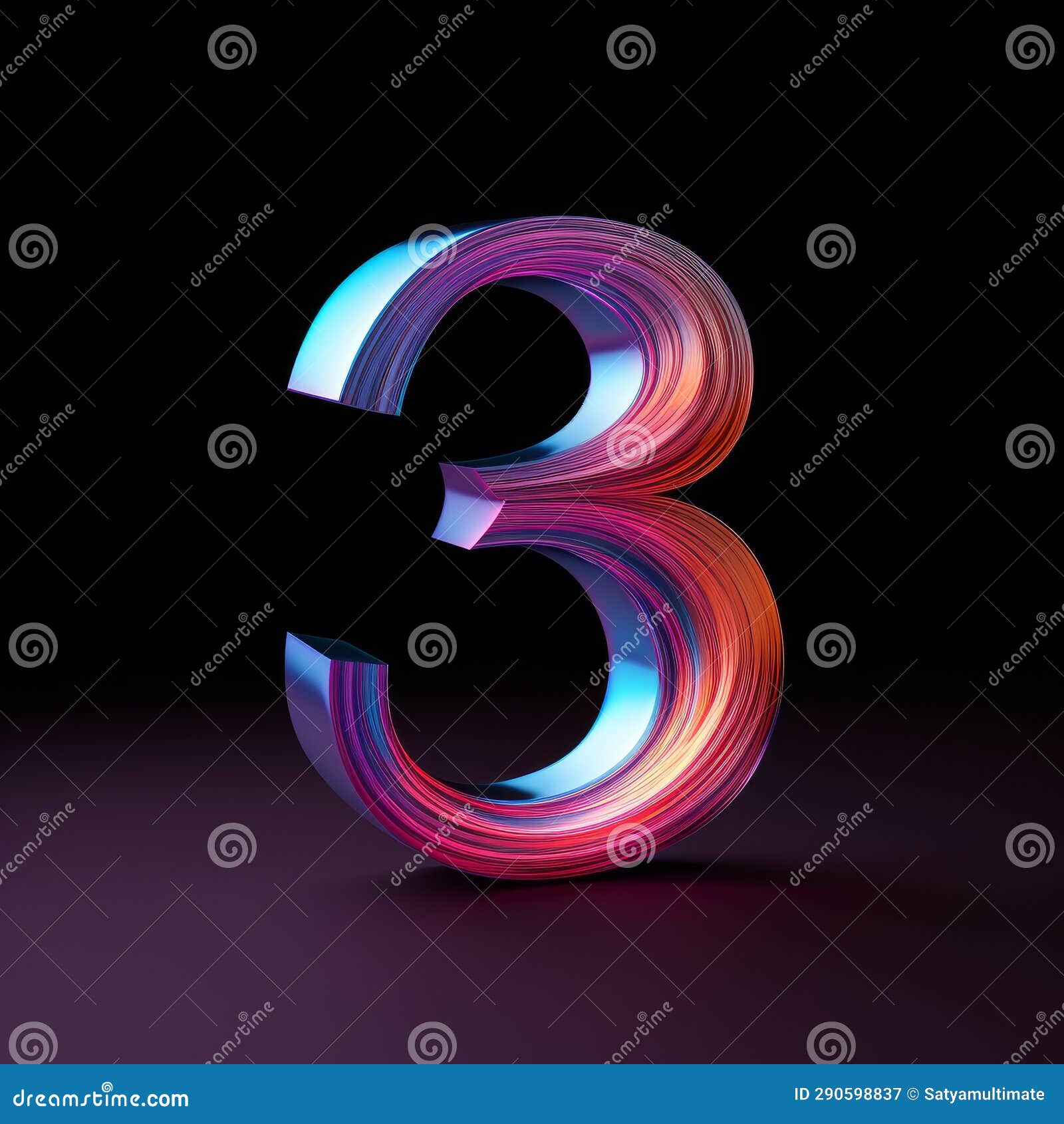Colorful Glossy Paper Made Number 3 on Black Background Generative AI ...