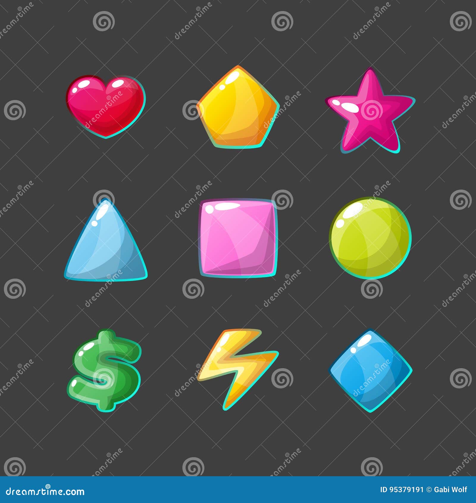 Colorful Glossy Shapes Icons Set Stock Vector - Illustration of glossy ...